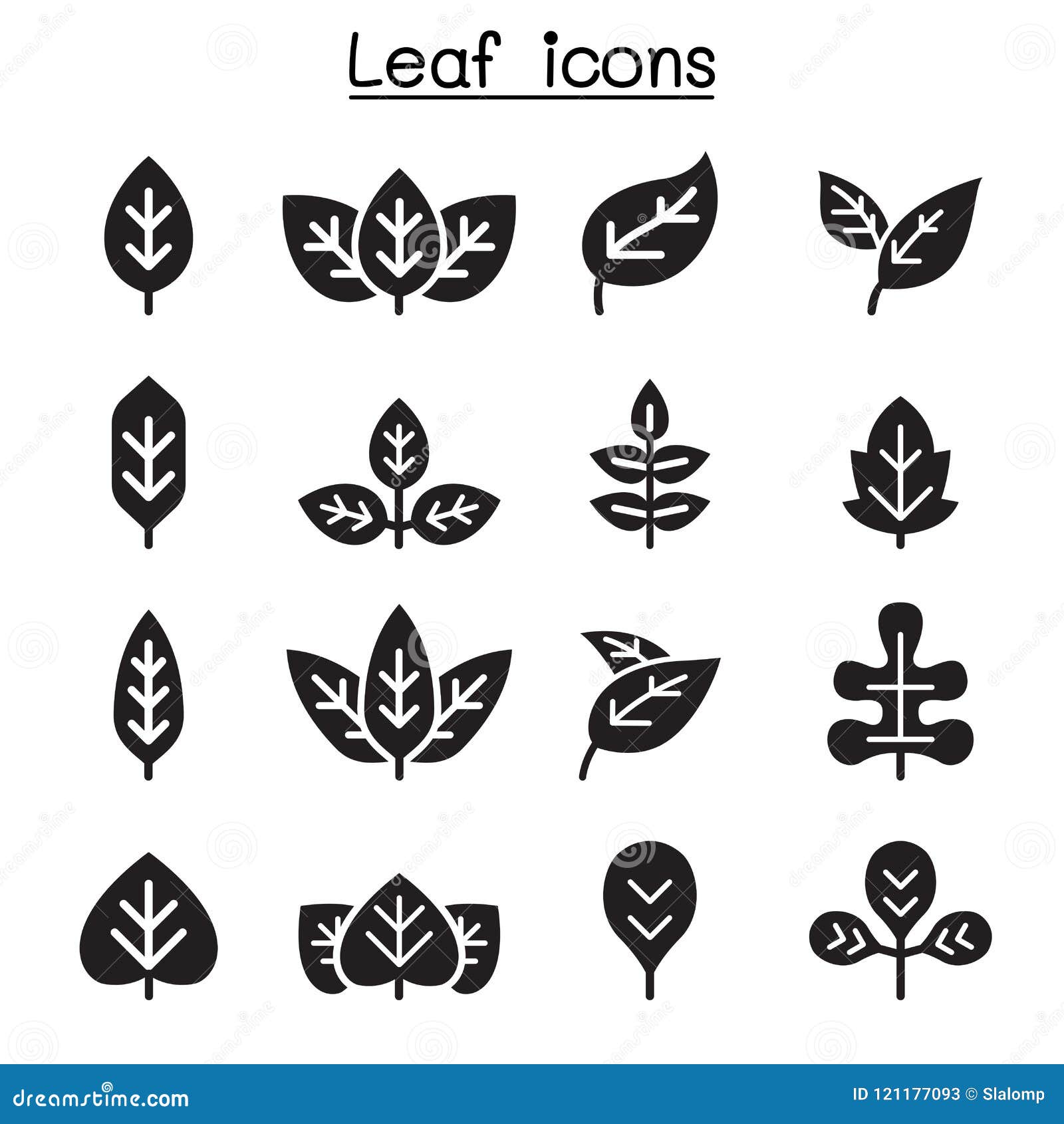 Leaf icon set stock vector. Illustration of garden, leaves - 121177093