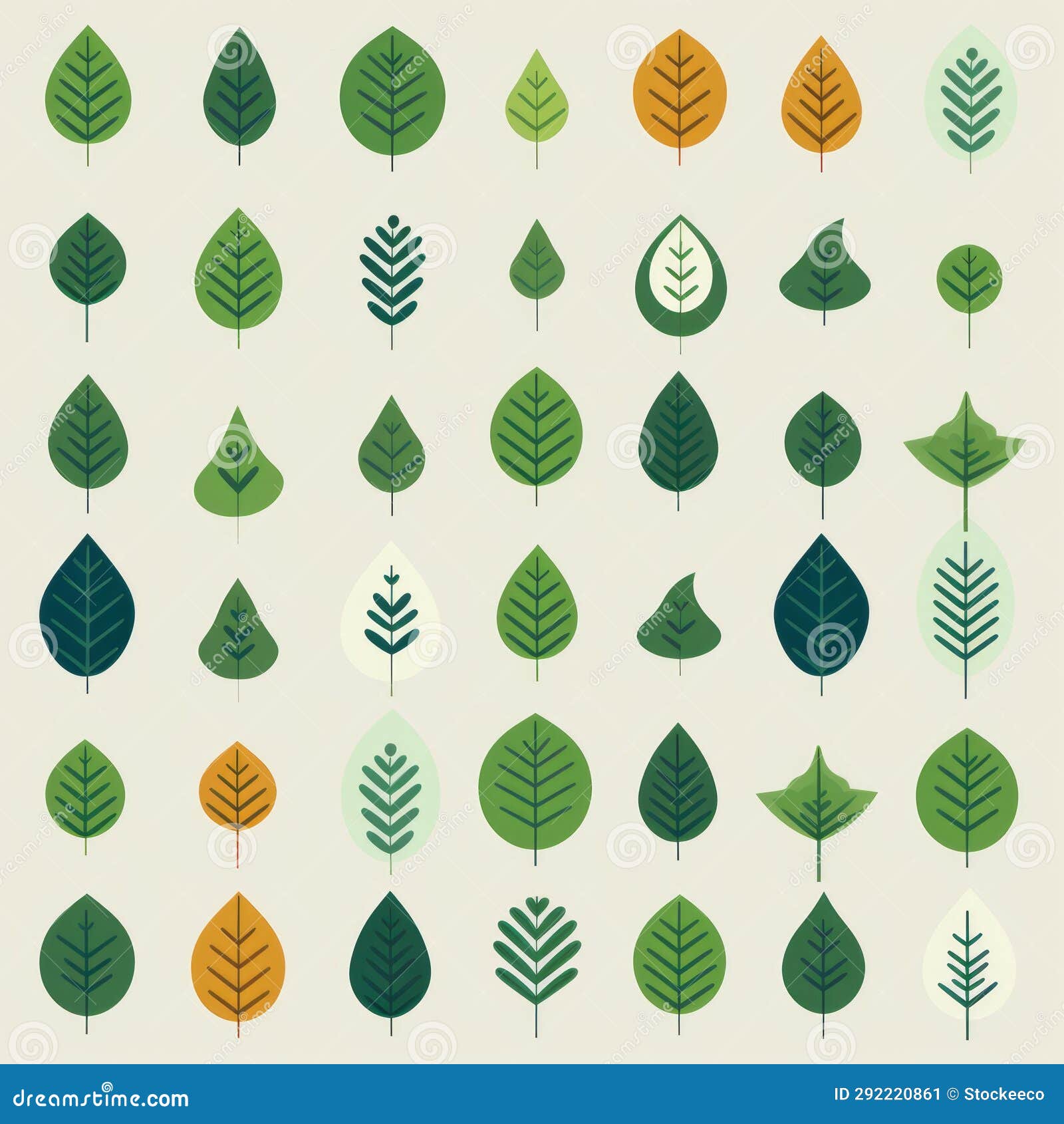 Mid-century Leaf Icon Pattern for Ethereal Ux Design Stock Illustration ...