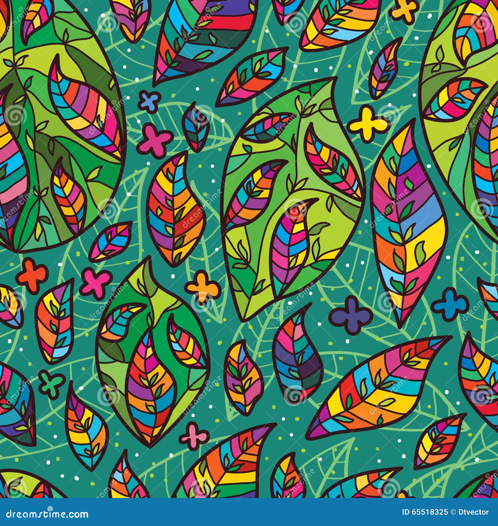 Leaf Inside Leaf Seamless Pattern Stock Vector - Image: 65518325