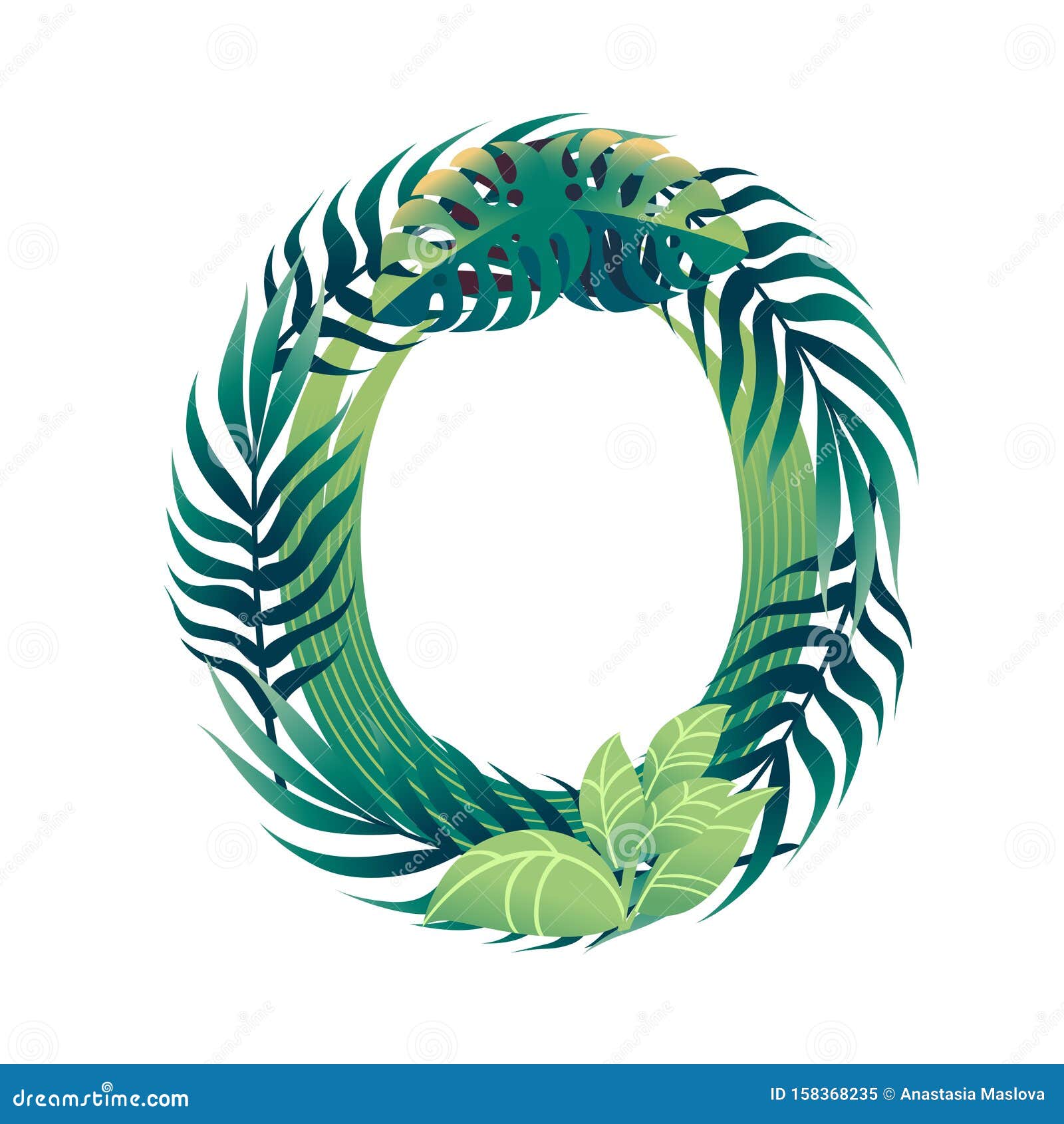 Leaf Letter O with Diffirent Types of Green Leaves and Foliage Flat ...