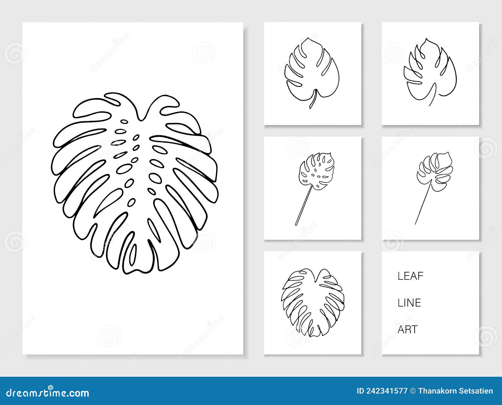 Leaf line art Hand drawn. stock vector. Illustration of floral - 242341577