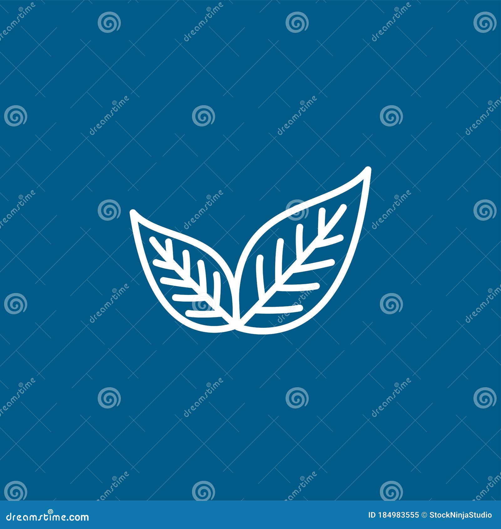 Leaf Line Icon on Blue Background. Blue Flat Style Vector Illustration ...