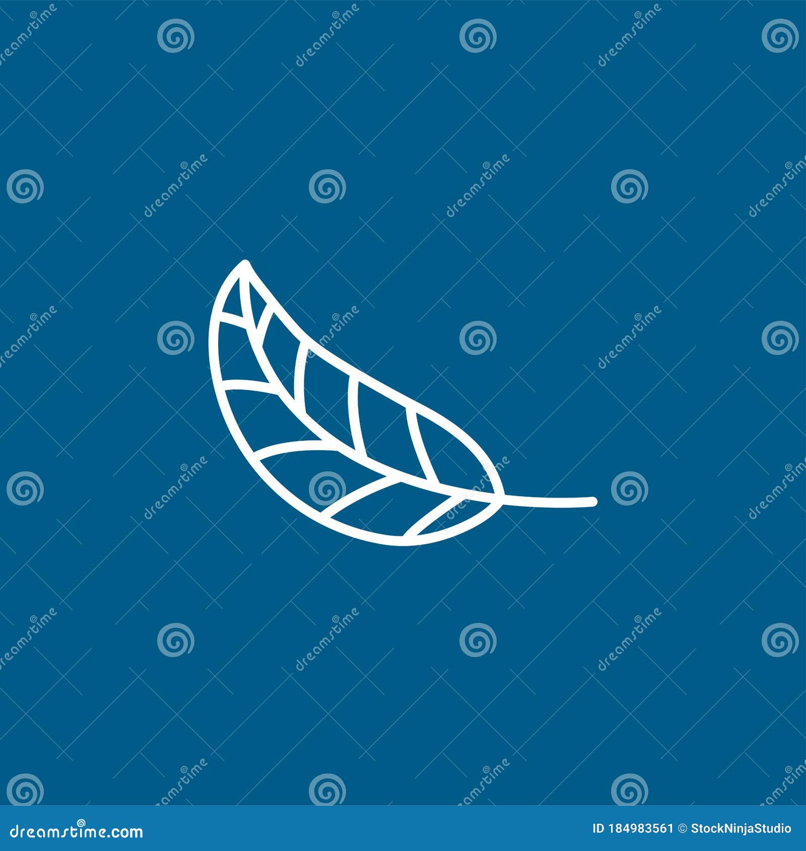 Leaf Line Icon on Blue Background. Blue Flat Style Vector Illustration ...
