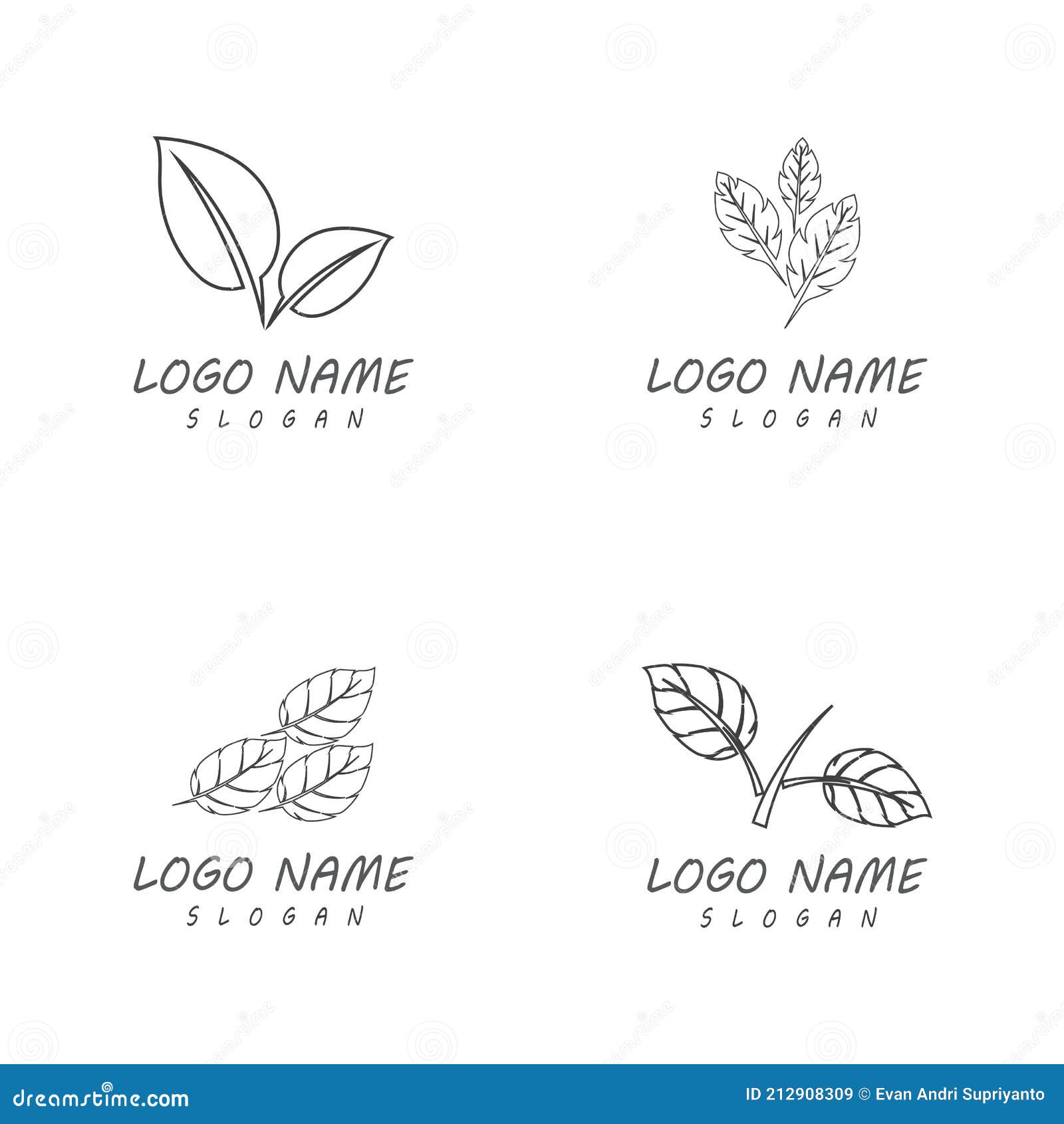 Leaf Line Icons Vector Leaves Logo Design Stock Vector - Illustration ...