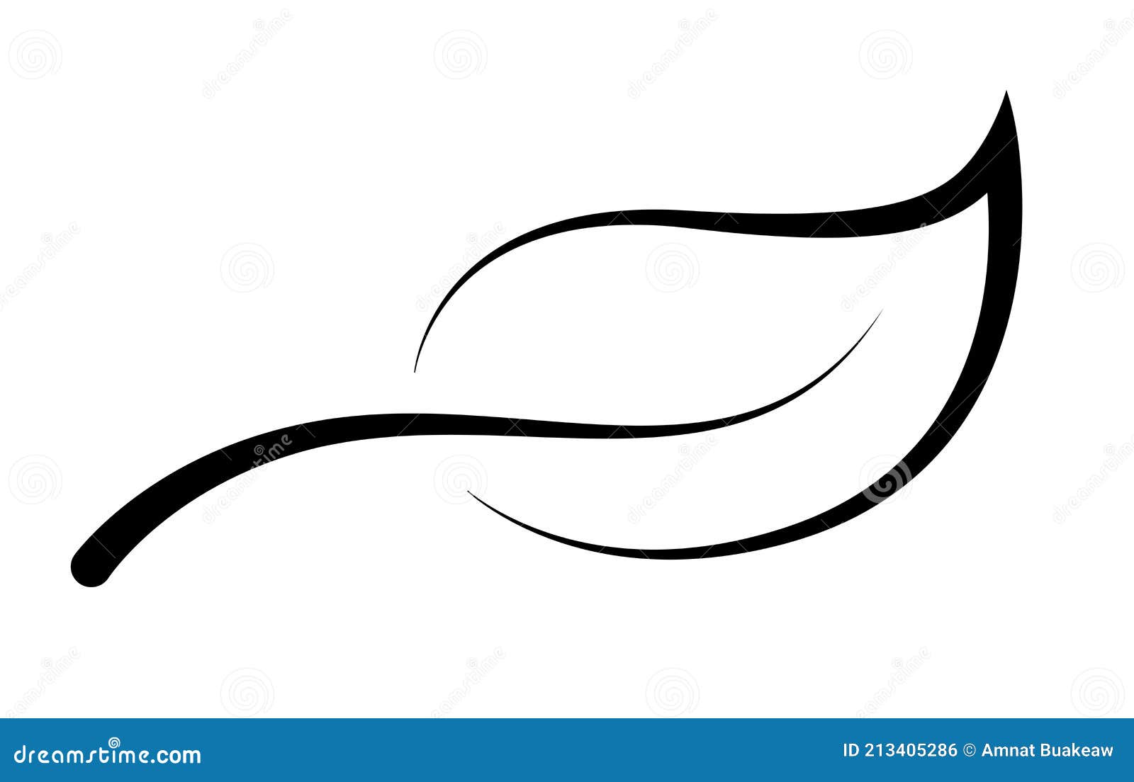 Leaf Line Shape for Graphic Clip Art, Leaf Line Icon for Ecology Nature ...