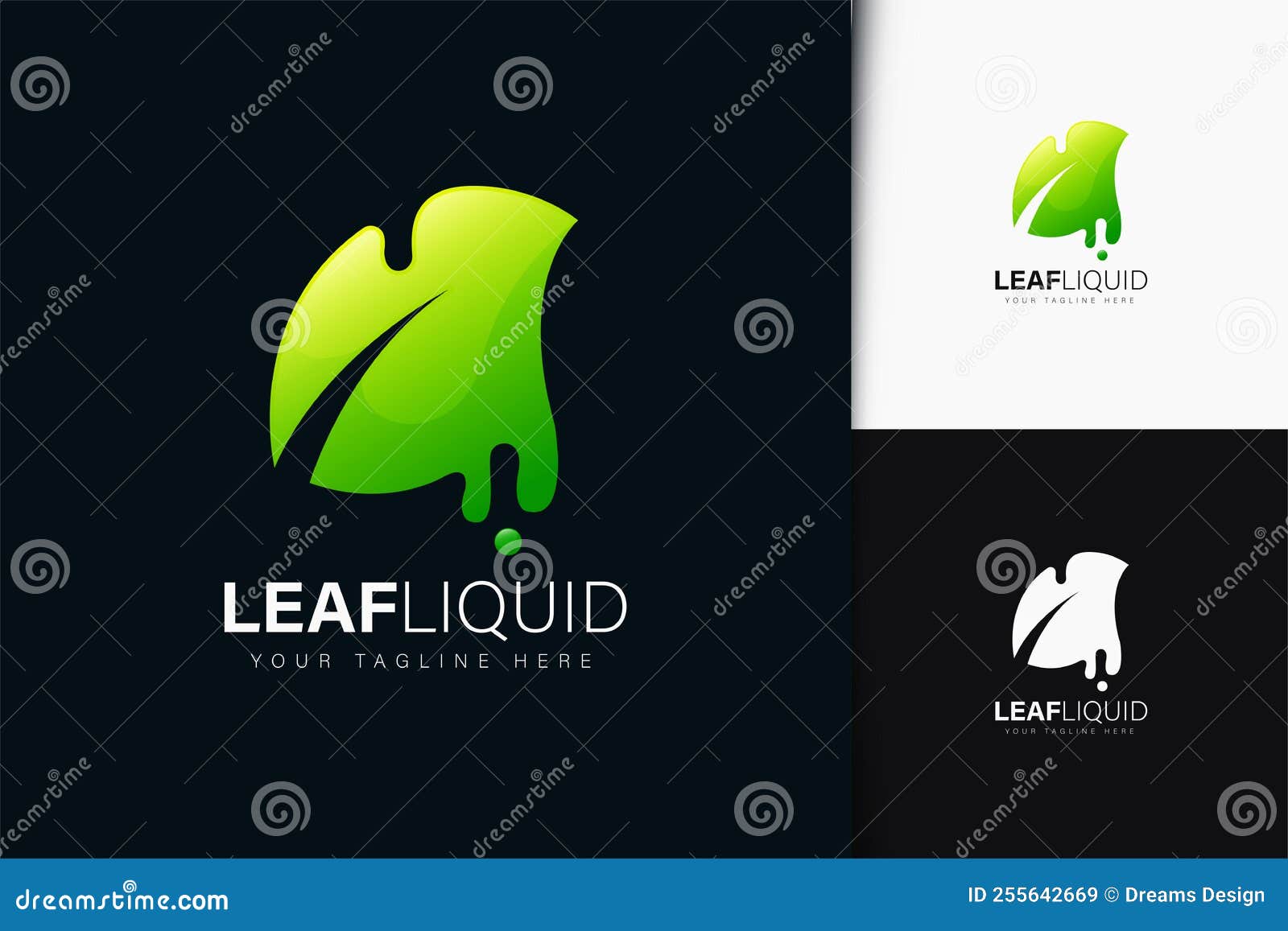 Leaf Liquid Logo Design with Gradient Stock Vector - Illustration of ...