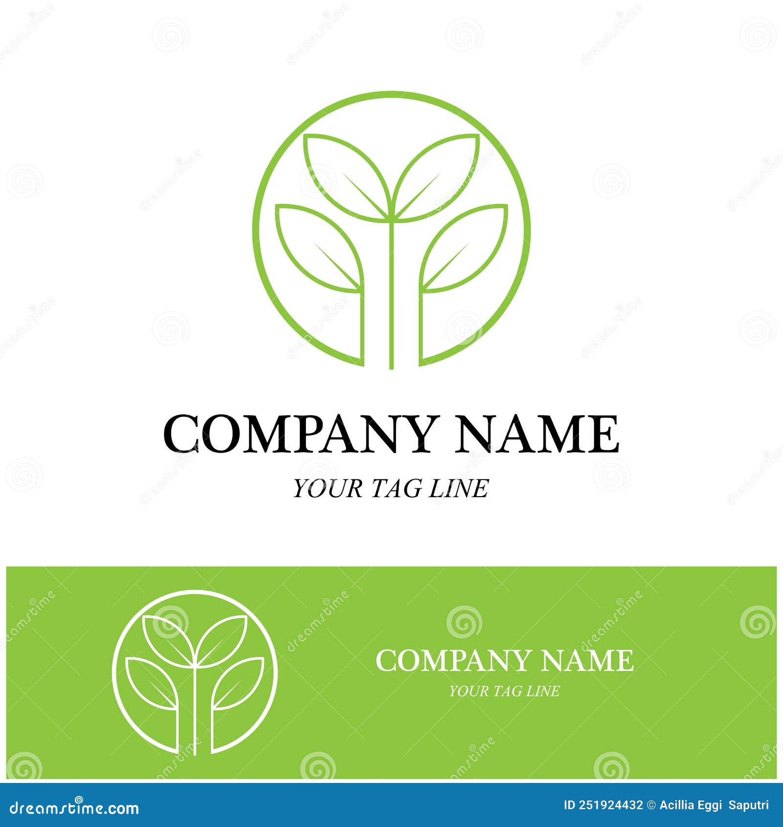 Leaf Logo and Vector Template Line Art Style Stock Illustration ...