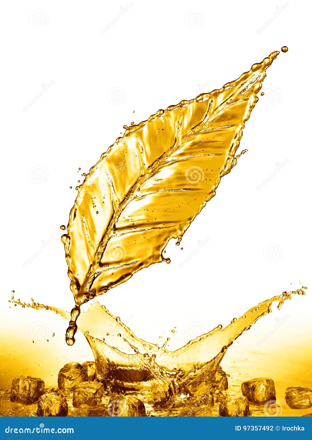 Leaf Made of Water Splash Gold Color Stock Illustration - Illustration ...