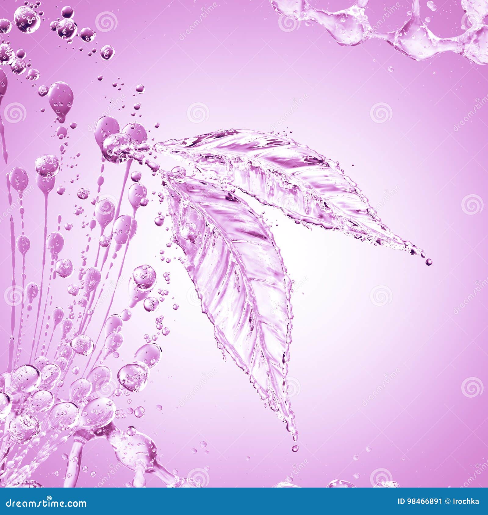 Leaf Made of Water Splash. Pink Color Stock Illustration - Illustration ...