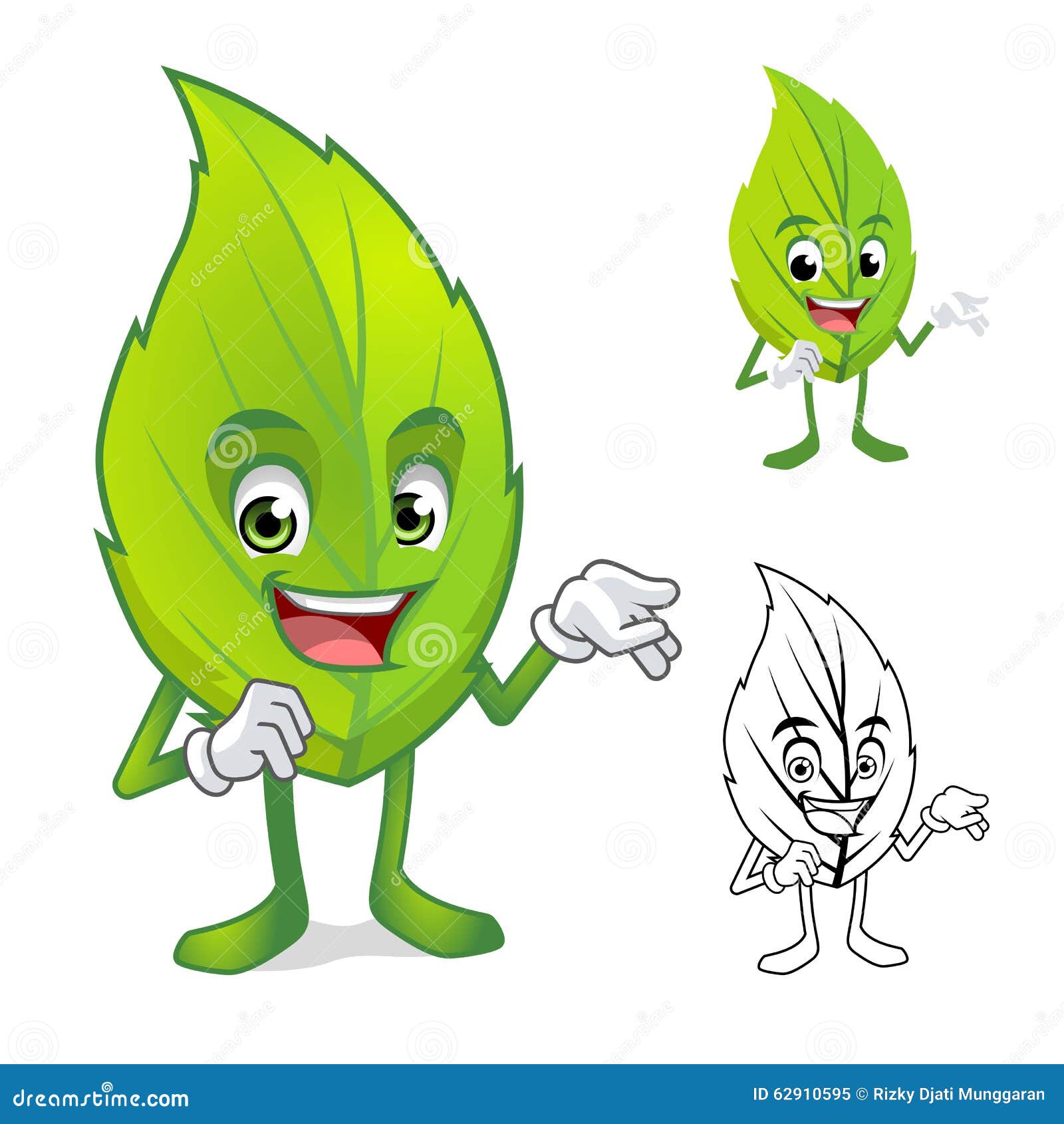 Leaf Mascot with Present Hand Cartoon Character Stock Vector ...