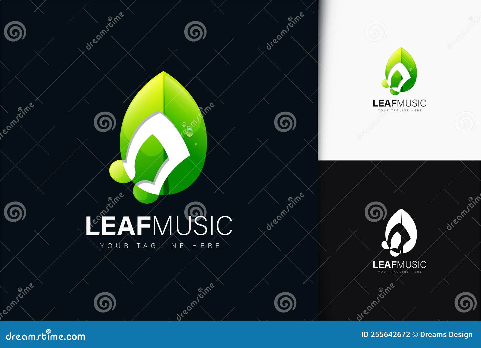 Leaf Music Logo Design with Gradient Stock Vector - Illustration of ...