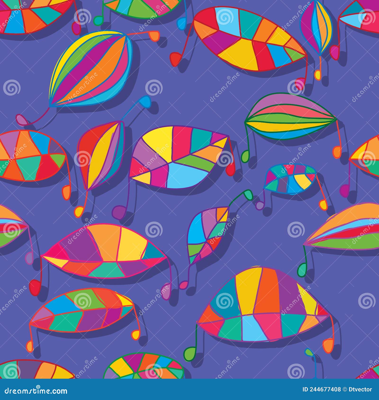 Leaf Music Note Seamless Pattern Stock Vector - Illustration of ...