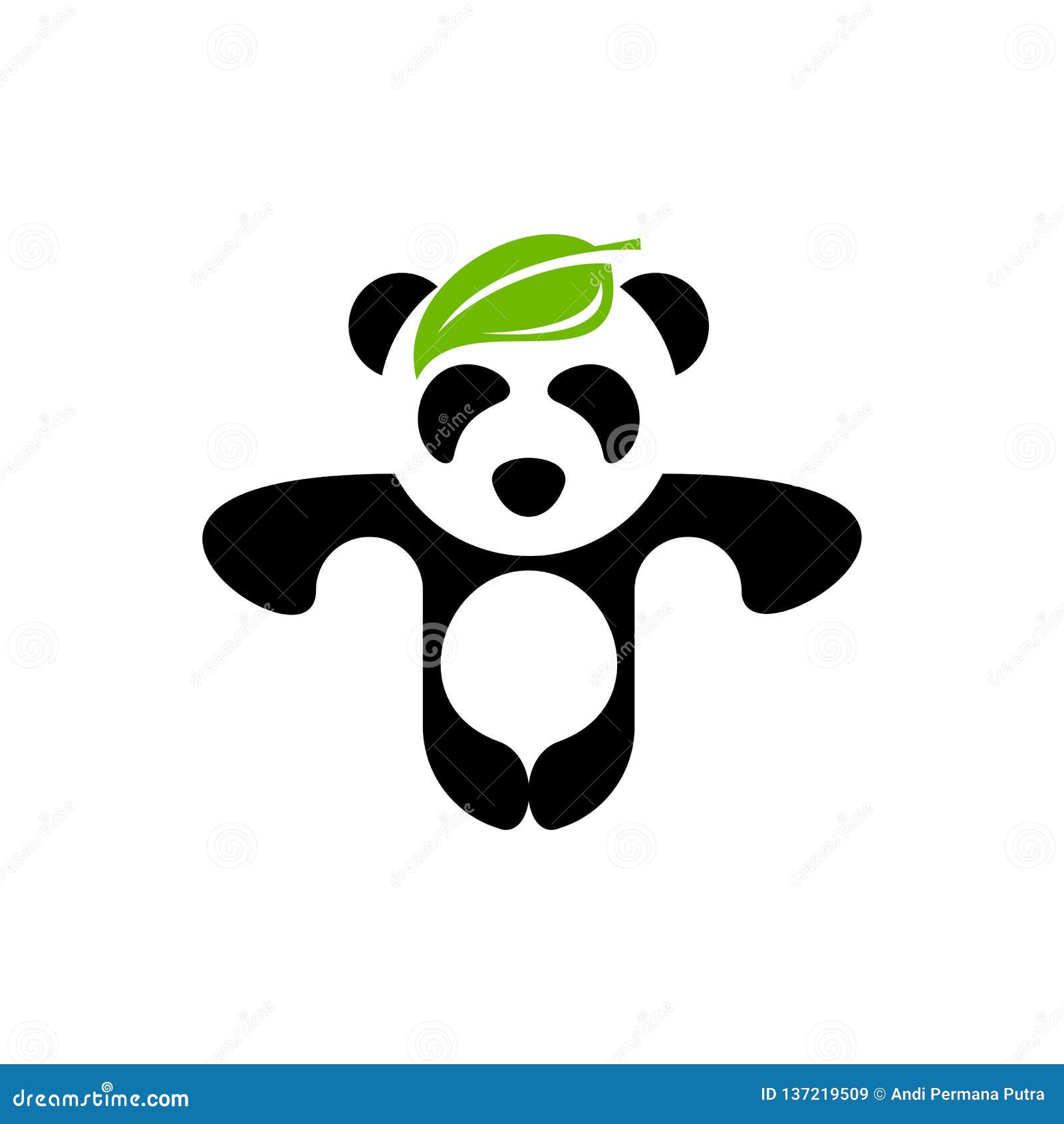 Leaf Panda Logo Vector Design Stock Vector - Illustration of heavy ...