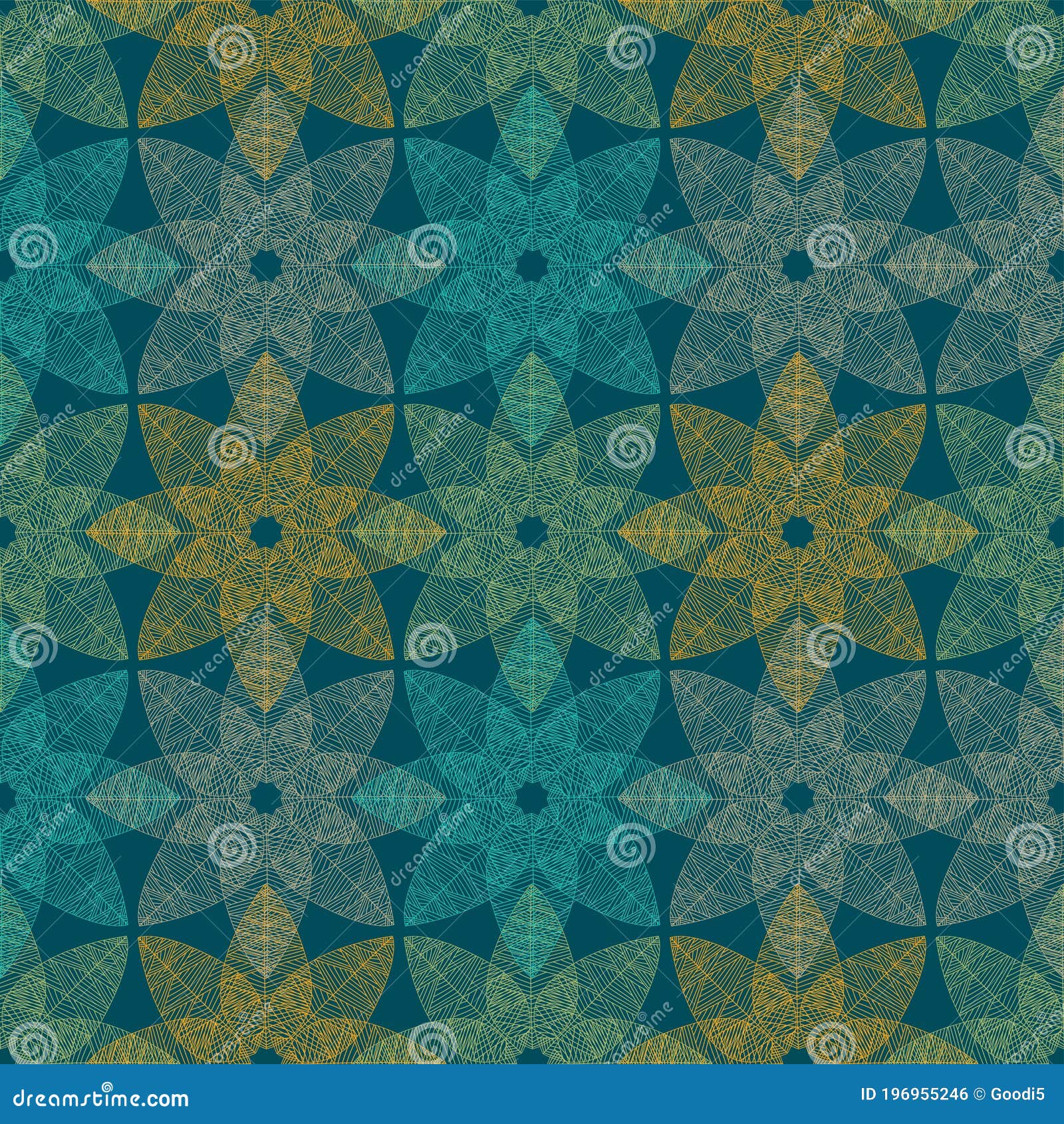 Seamless Vector Geometric Leaf Pattern Stock Vector - Illustration of ...