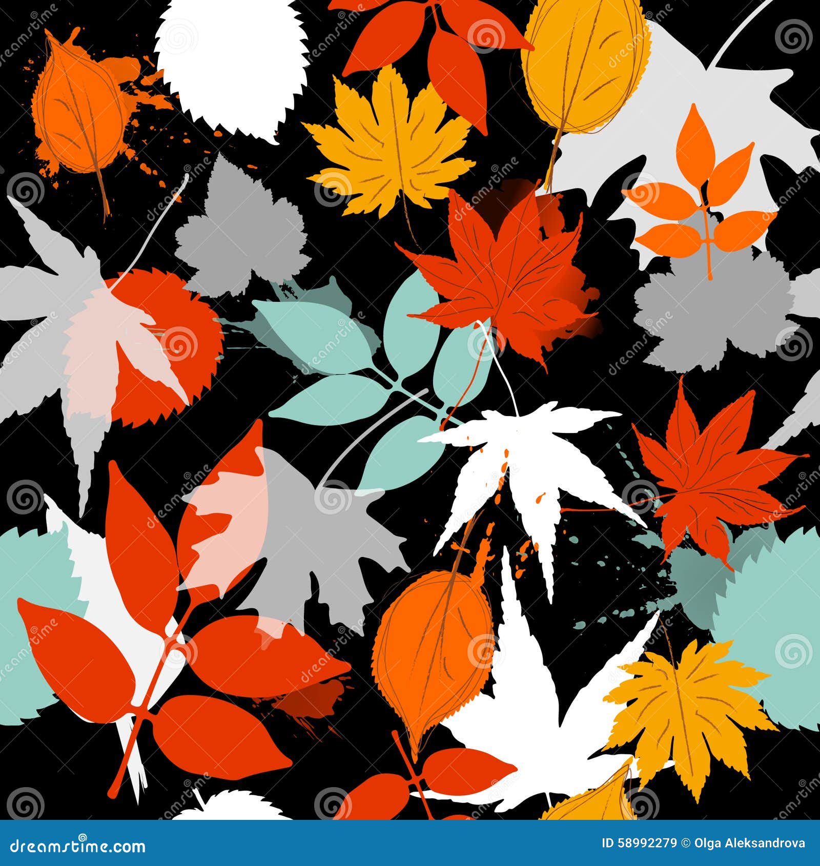 Leaf Pattern Fall Color Black Background Stock Illustration ...
