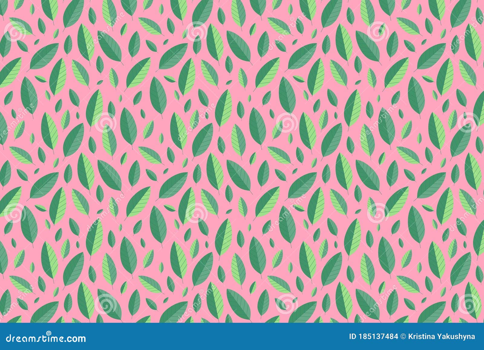 Leaf Pattern on Pink. Green Leaves Background Stock Illustration ...