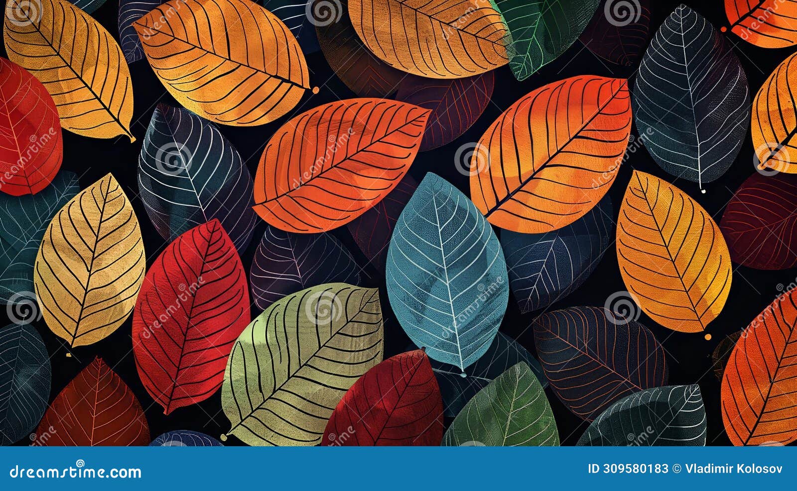 Leaf Patterns Transitioning from Colors To Lines, Minimal Detail. Stock ...