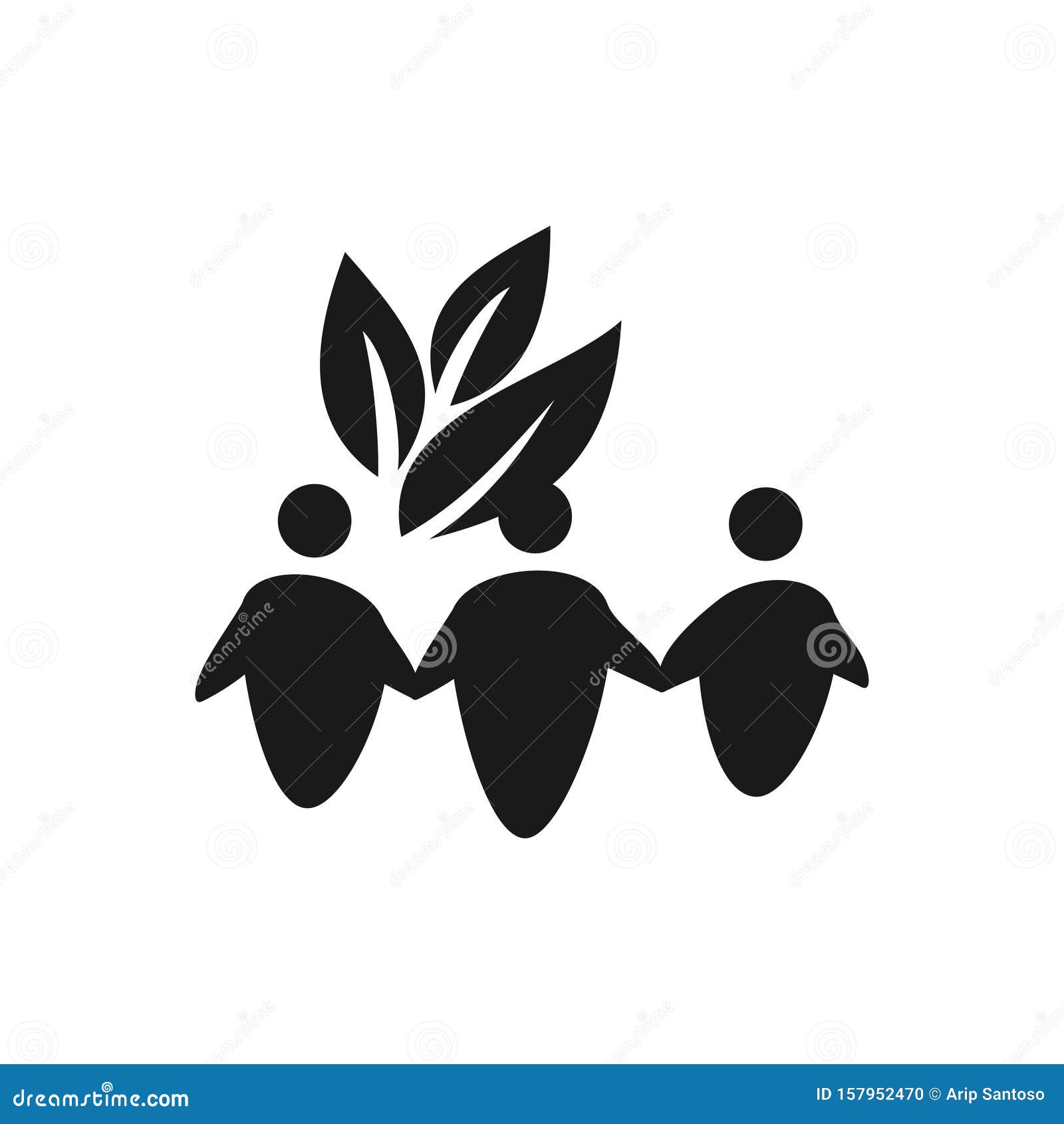 Leaf People Commitment Teamwork Together Black Logo Stock Vector - Illustration of organization ...