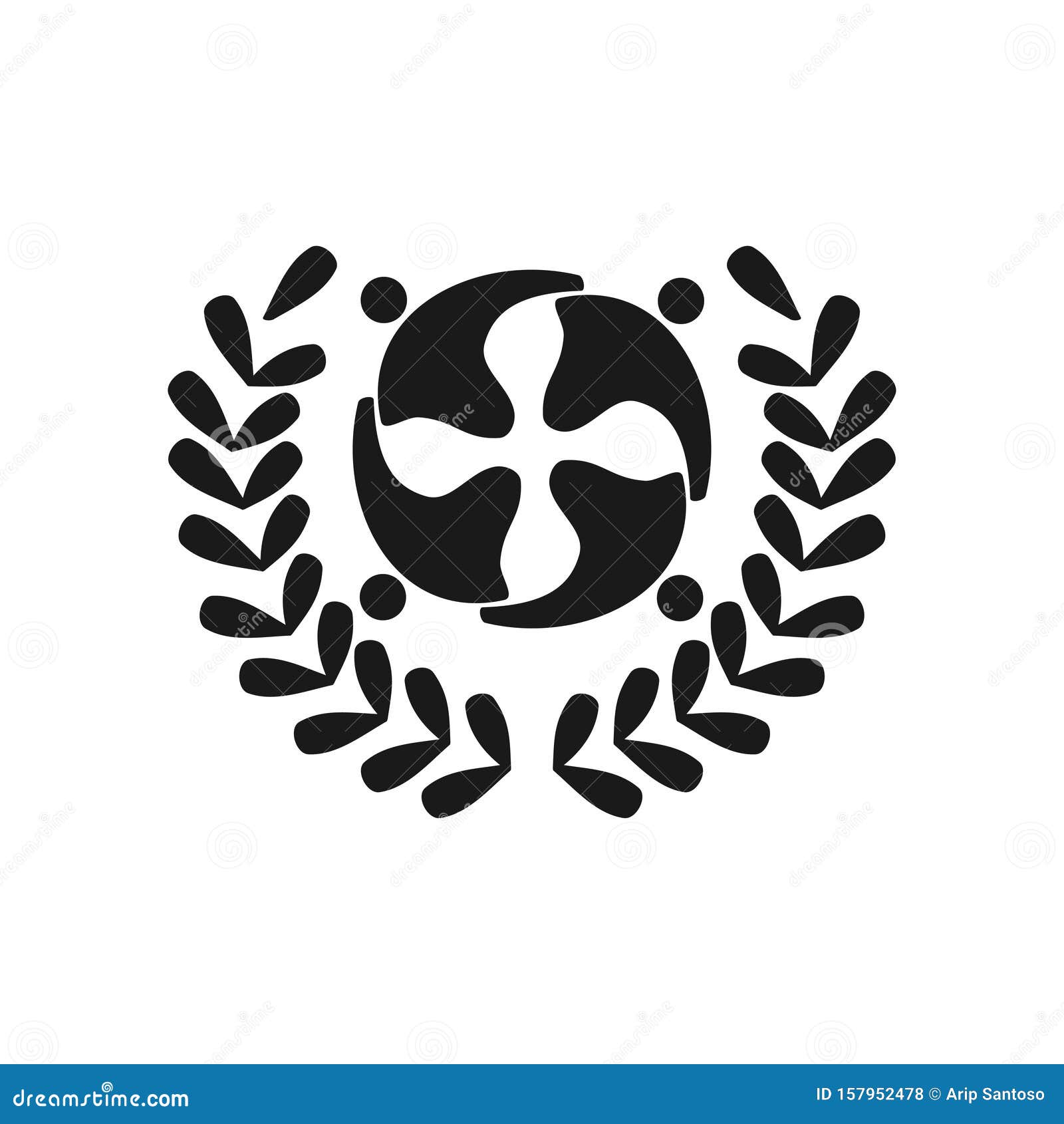 Leaf People Commitment Teamwork Together Black Logo Stock Vector - Illustration of agreement ...