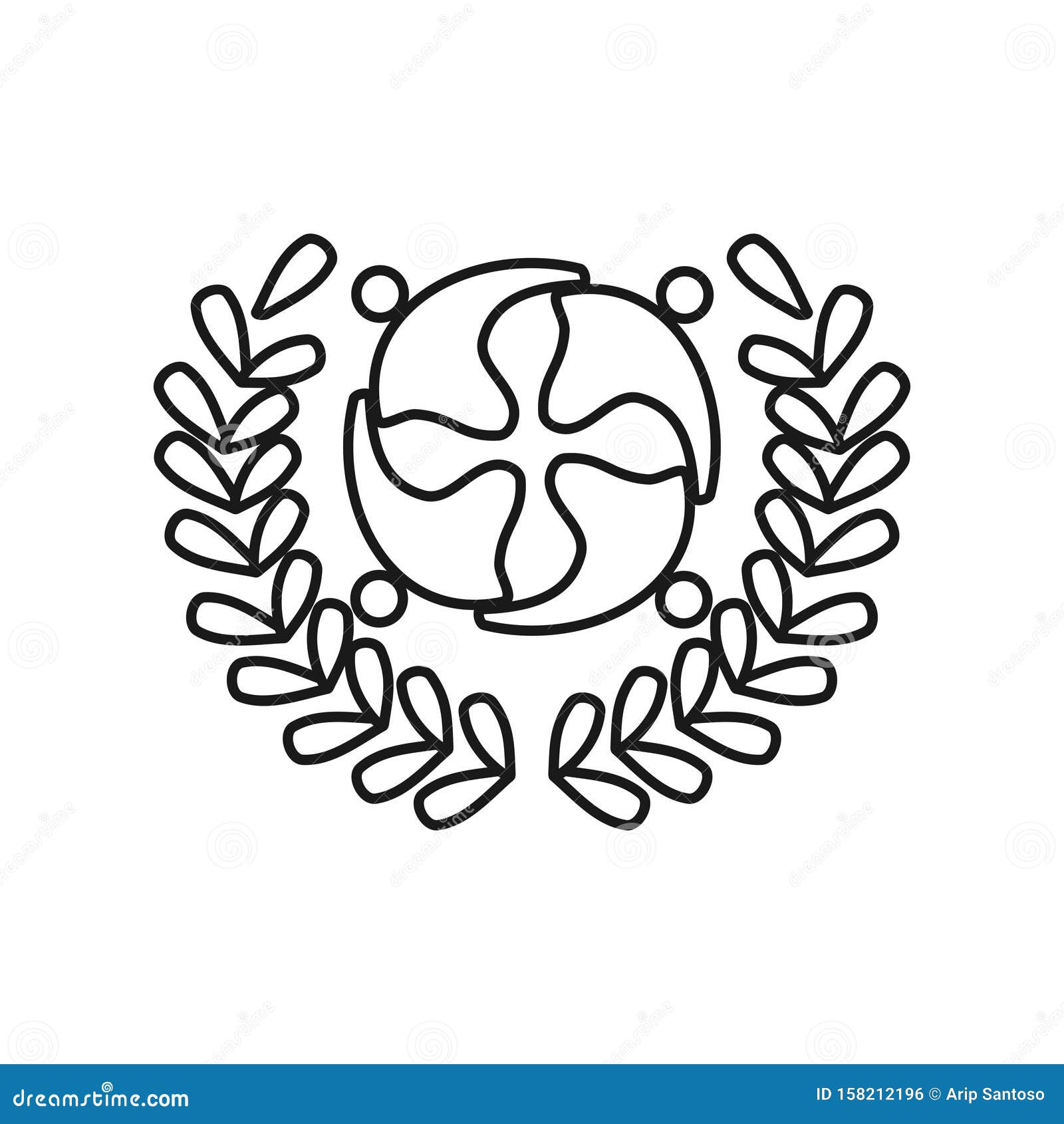 Leaf People Commitment Teamwork Together Outline Logo Stock Vector ...