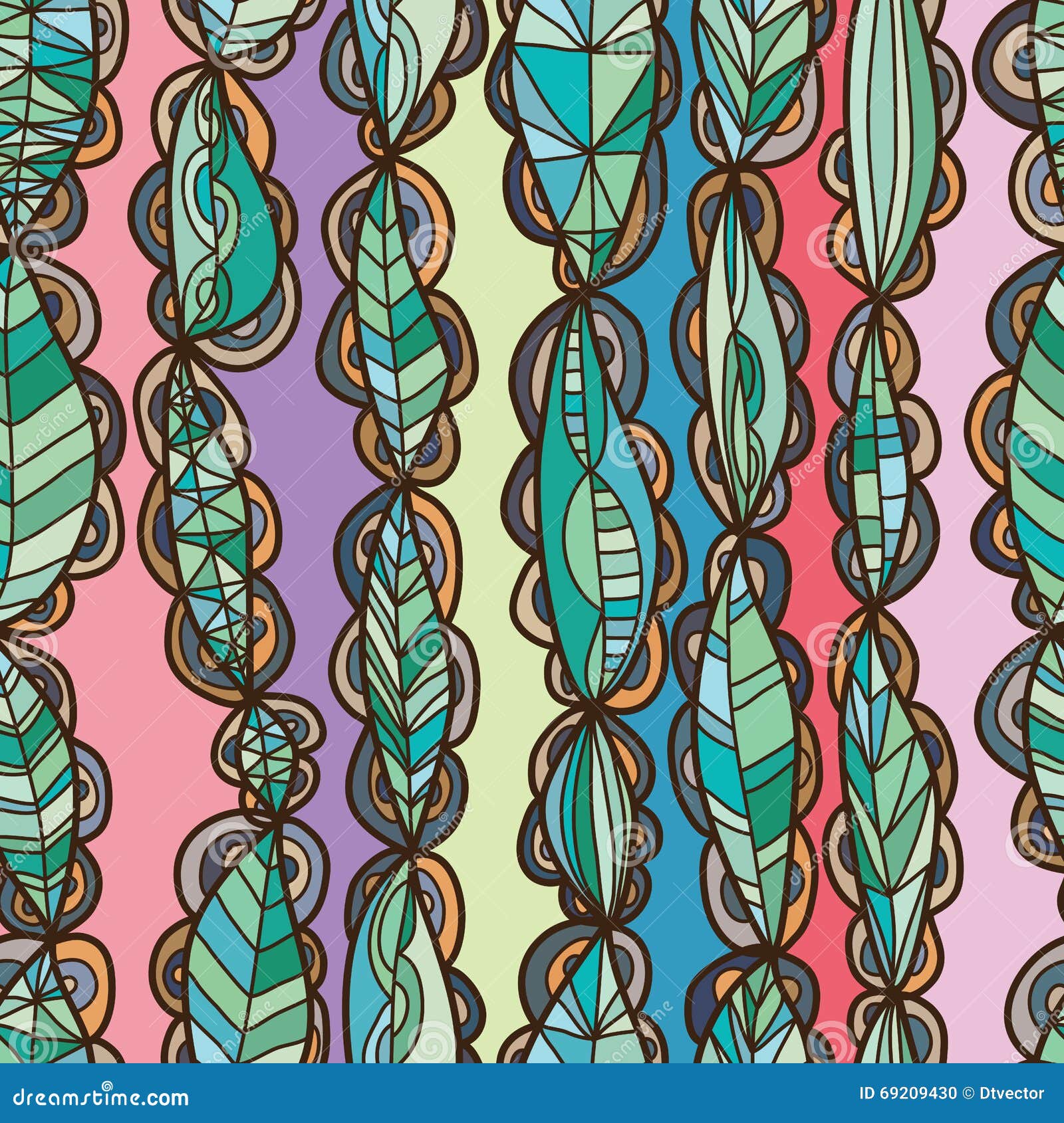 Leaf Petal Connect Vertical Seamless Pattern Stock Vector ...