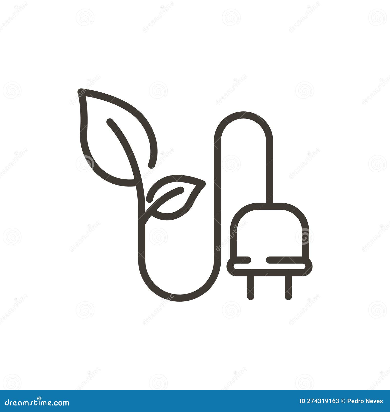 Leaf, Plug Plant And Electricity Vector Thin Line Outline Icon ...