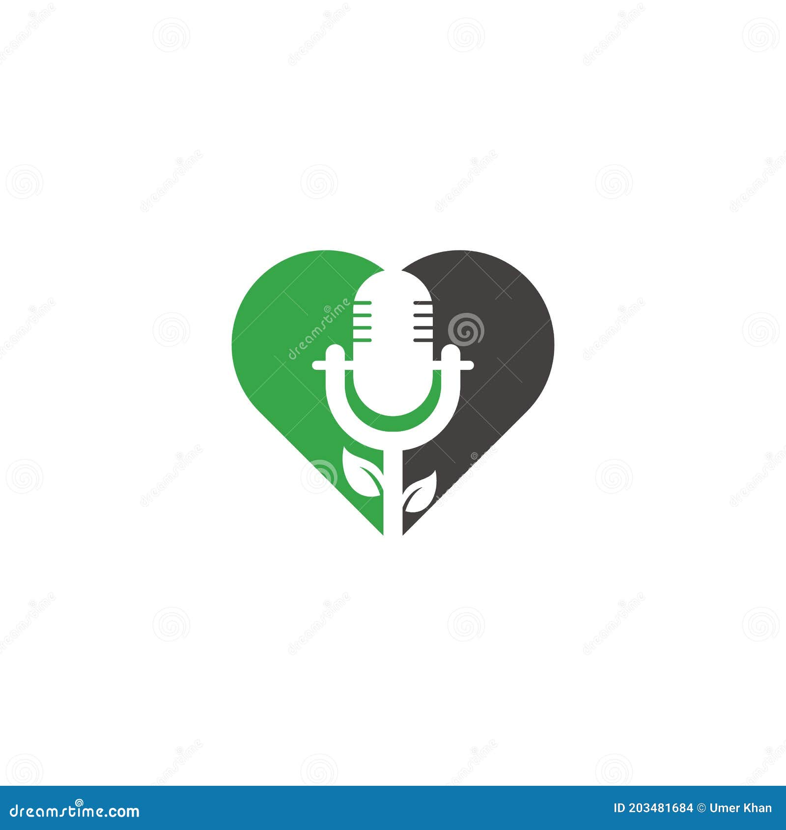 Leaf Podcast Heart Shape Concept Logo Design Stock Vector ...