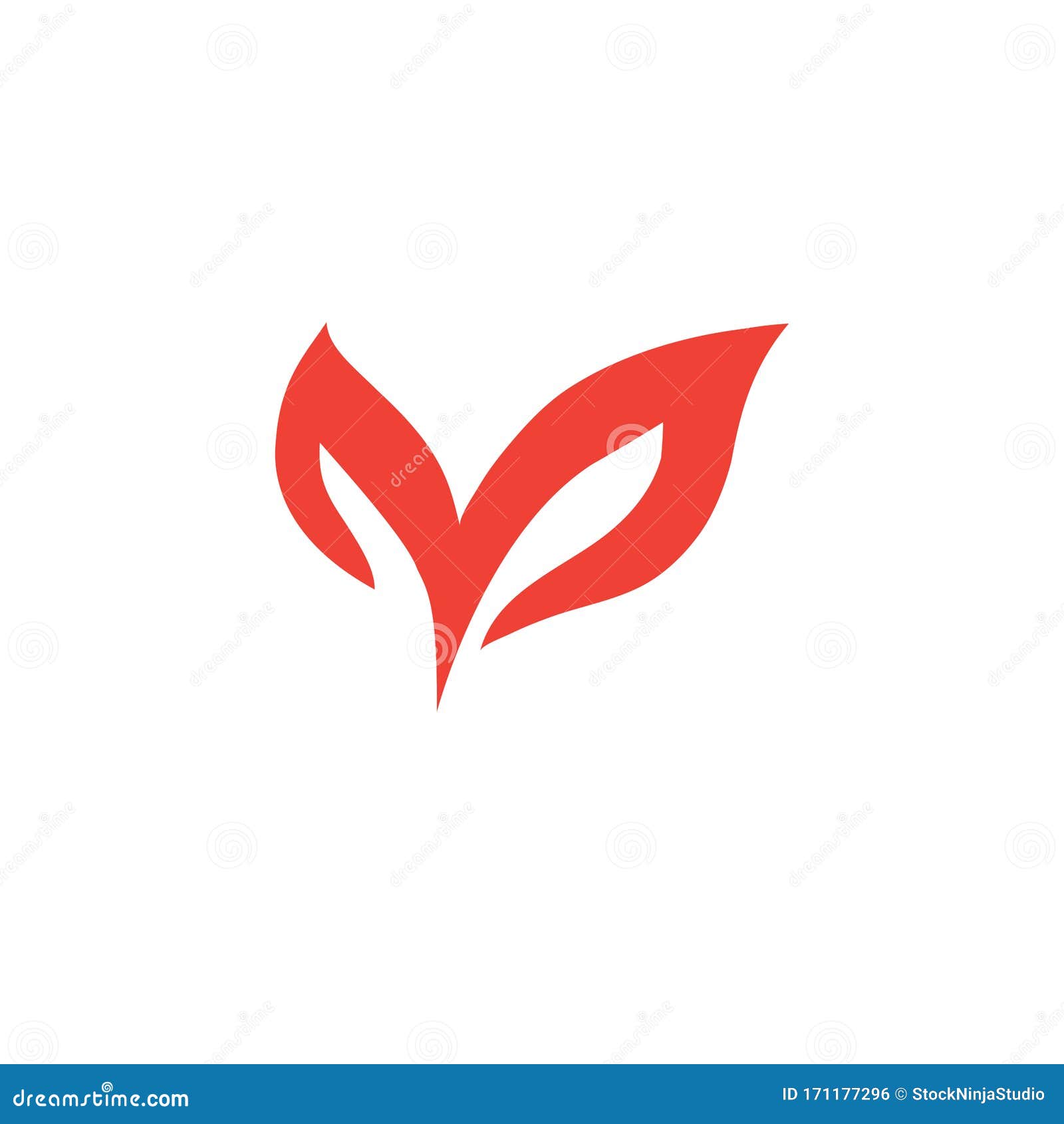 Leaf Red Icon on White Background. Red Flat Style Vector Illustration ...