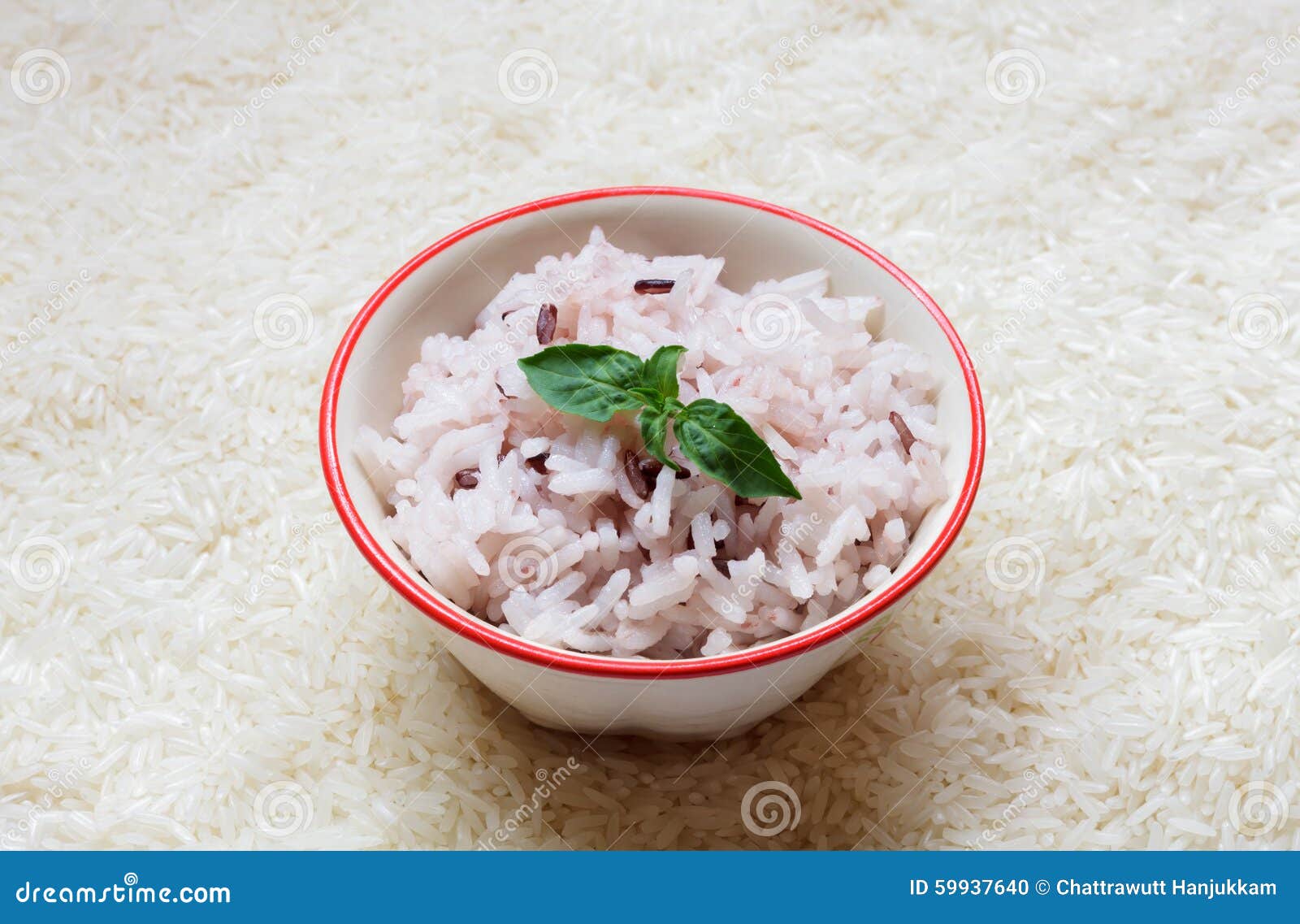 Leaf, Rice, Bowl on Rice Seed Background. Stock Photo - Image of eating ...