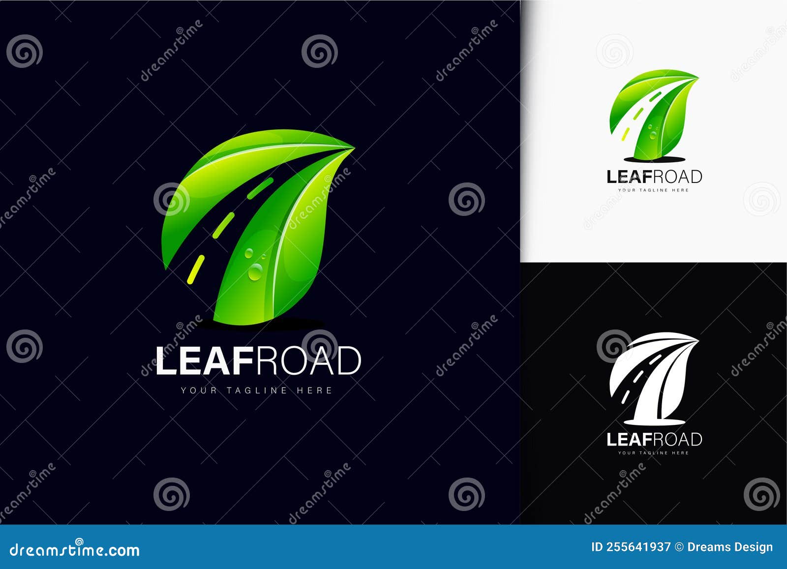 Leaf Road Logo Design with Gradient Stock Vector - Illustration of ...