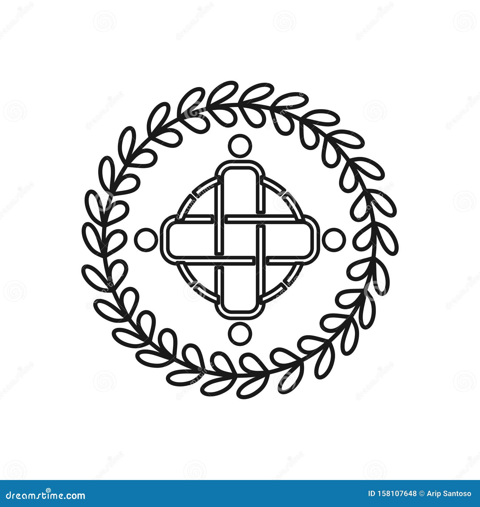 Leaf Rotation People Commitment Teamwork Together Outline Logo Vector Illustration ...