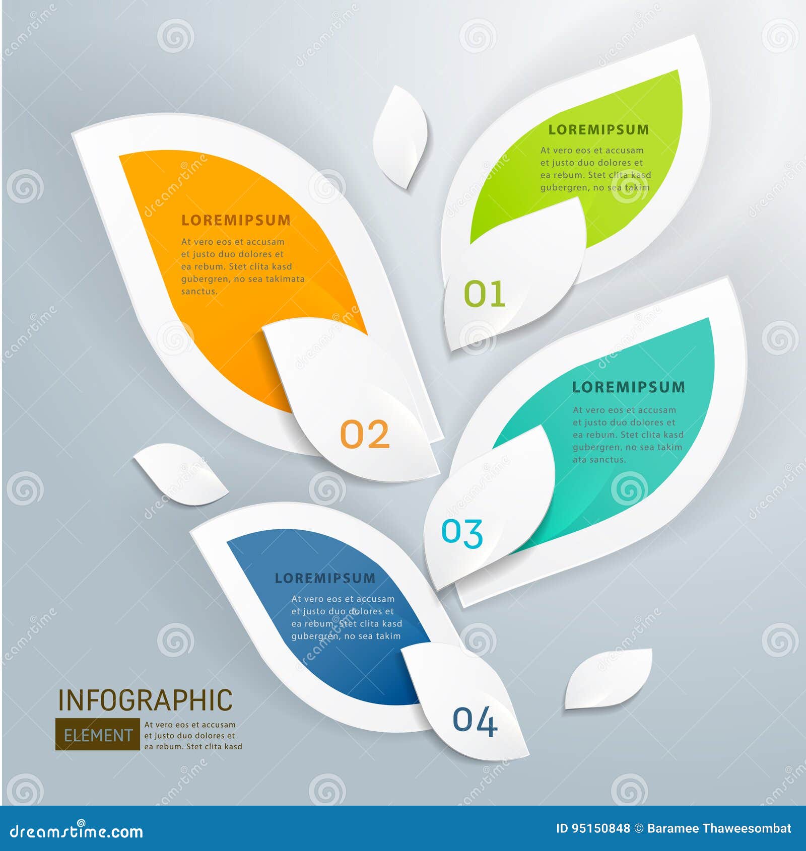Leaf Shape Modern Infographic Design. Stock Vector - Illustration of ...