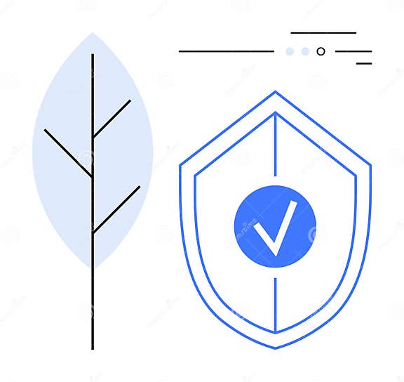 Leaf and Shield with Check Mark for Eco-Friendly Security and Protection Concept Stock ...