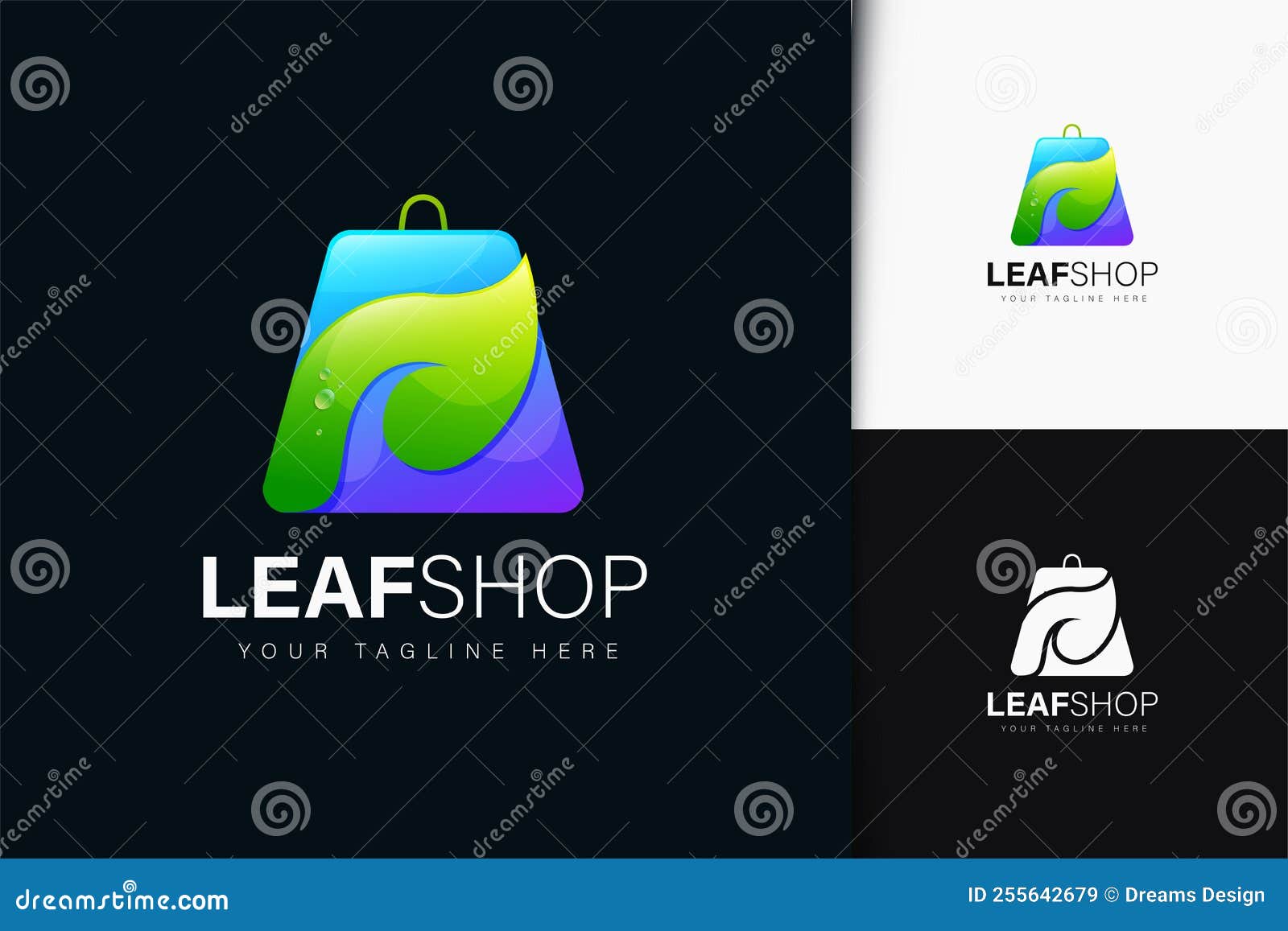 Leaf Shop Logo Design with Gradient Stock Vector - Illustration of creative, vector: 255642679