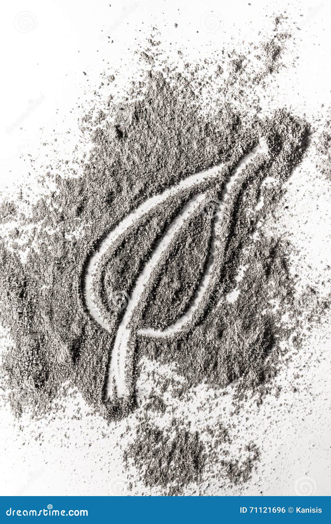 Leaf Sign Drawing in Burnt Ash, Sand, Dust, Dirt Stock Photo - Image of ...