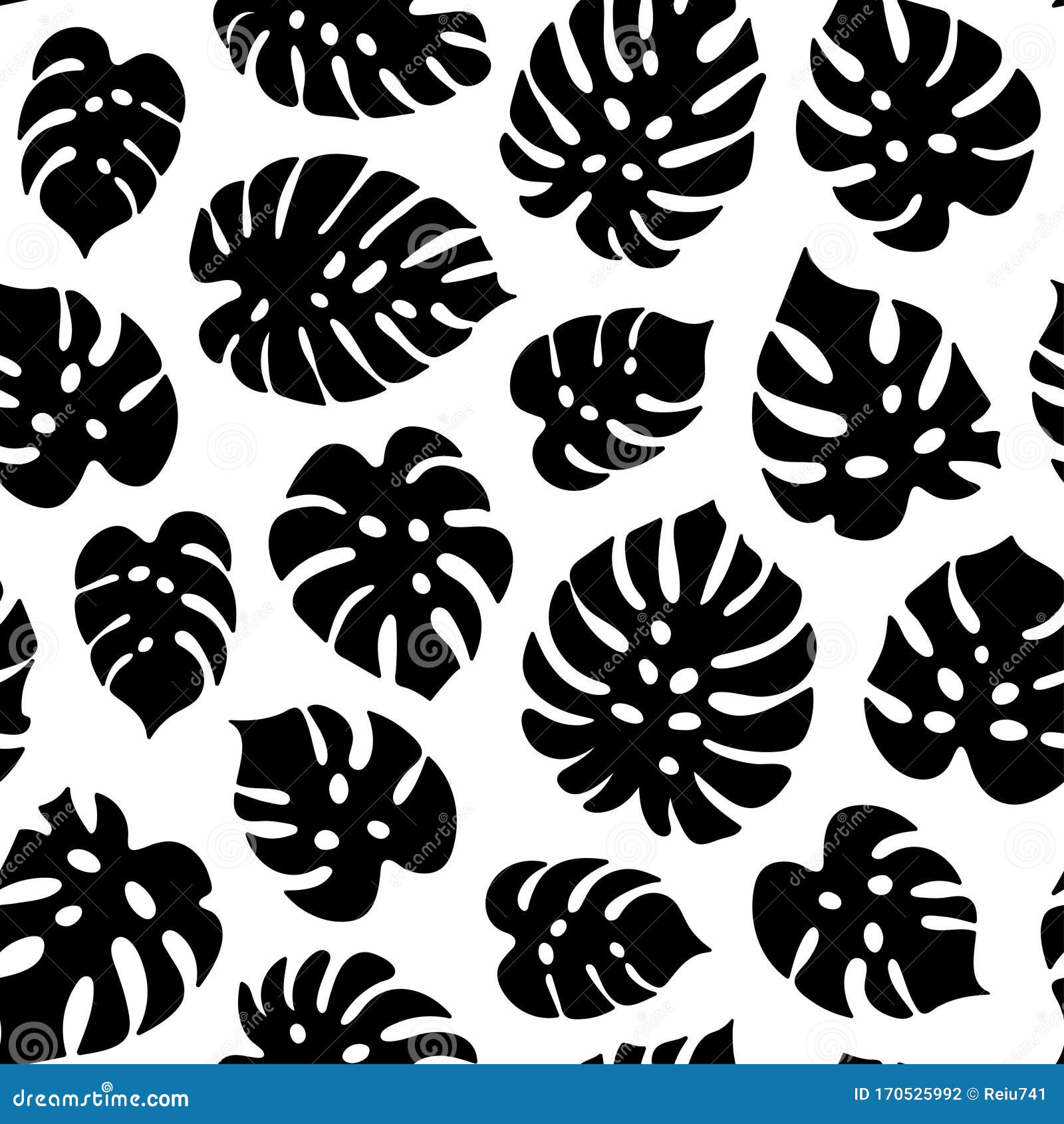 Leaf Silhouette Seamless Pattern Stock Vector - Illustration of ...
