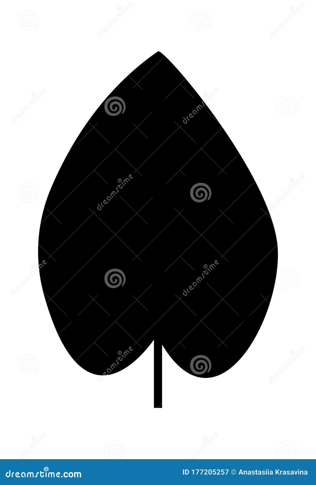 Leaf Silhouette Vector. Black Shape with Cordate Leaf Shape Stock ...