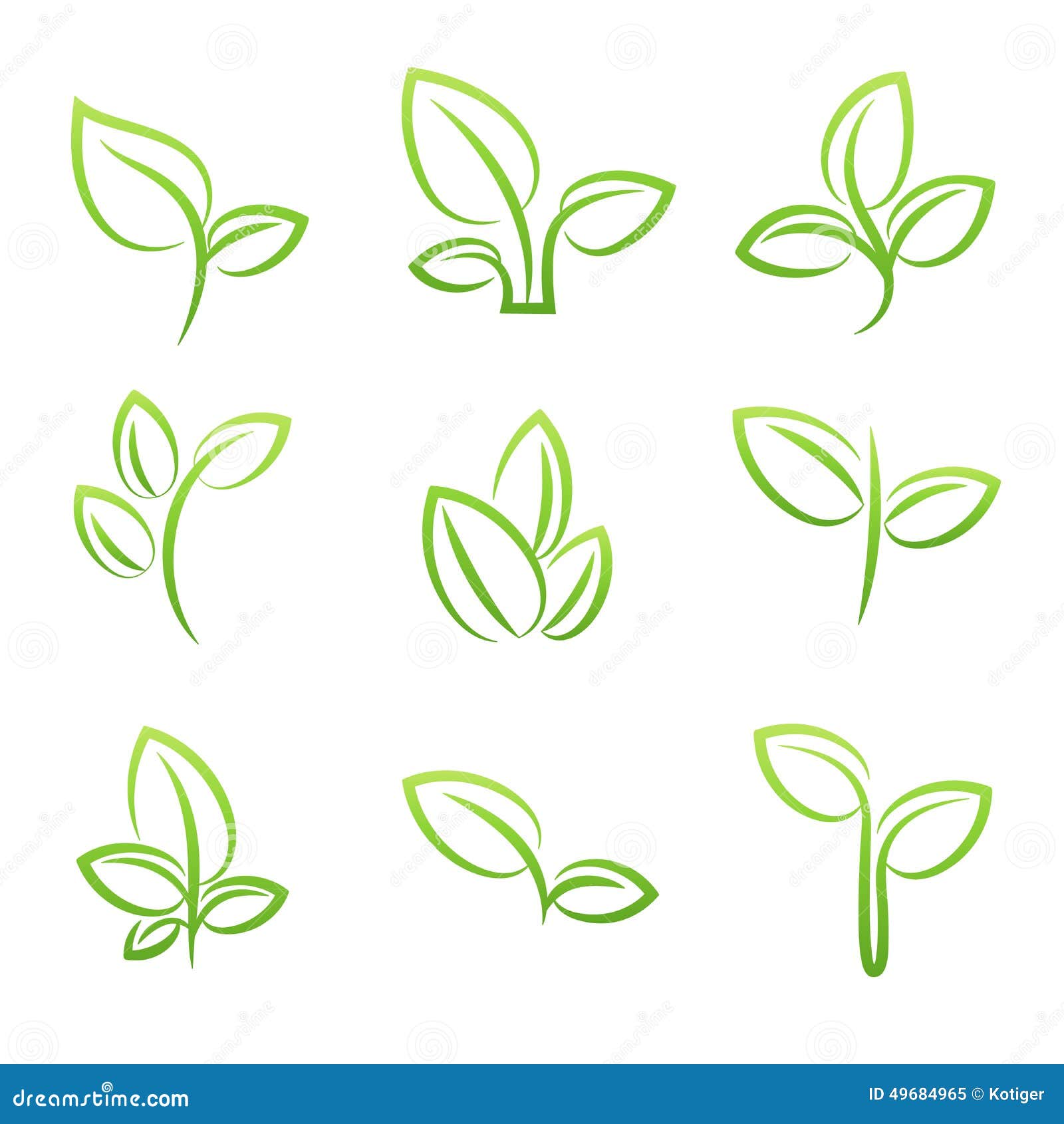 Leaf Simbol, Set of Green Leaves Design Elements Stock Vector ...