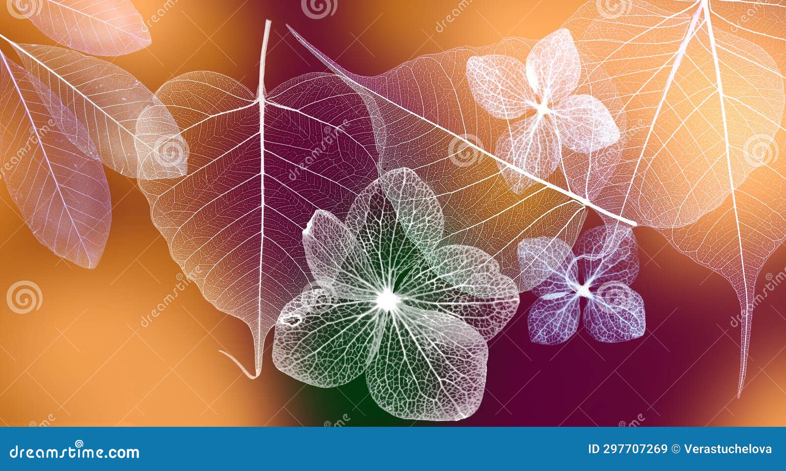 Leaf Skeleton and Hydrangea Flower Skeleton with Veins and Cells Stock ...