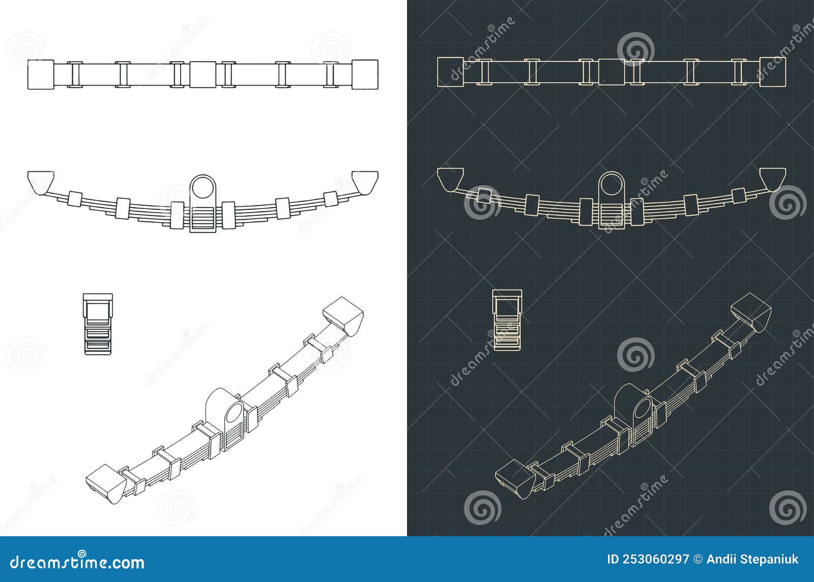 Leaf spring blueprint stock vector. Illustration of spring - 253060297