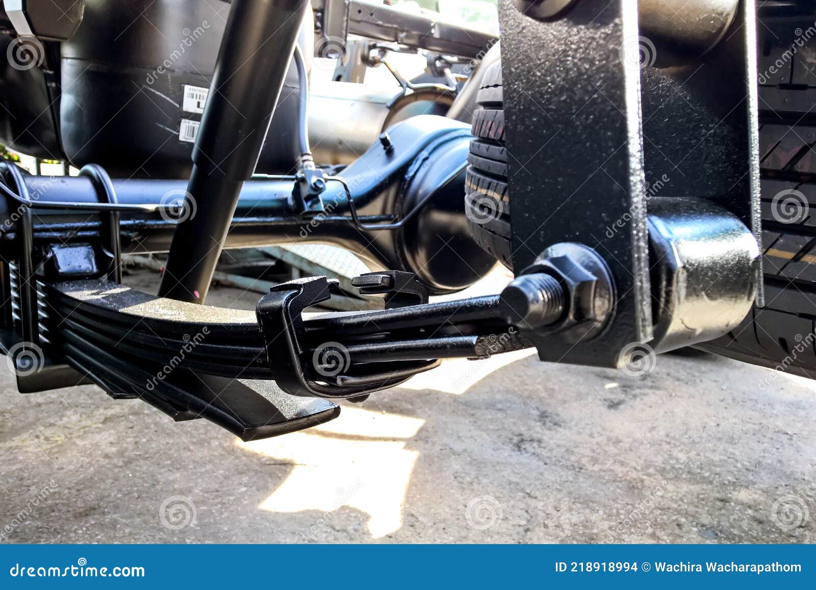 Leaf Spring Suspension of Pickup Car Stock Photo - Image of logistic ...