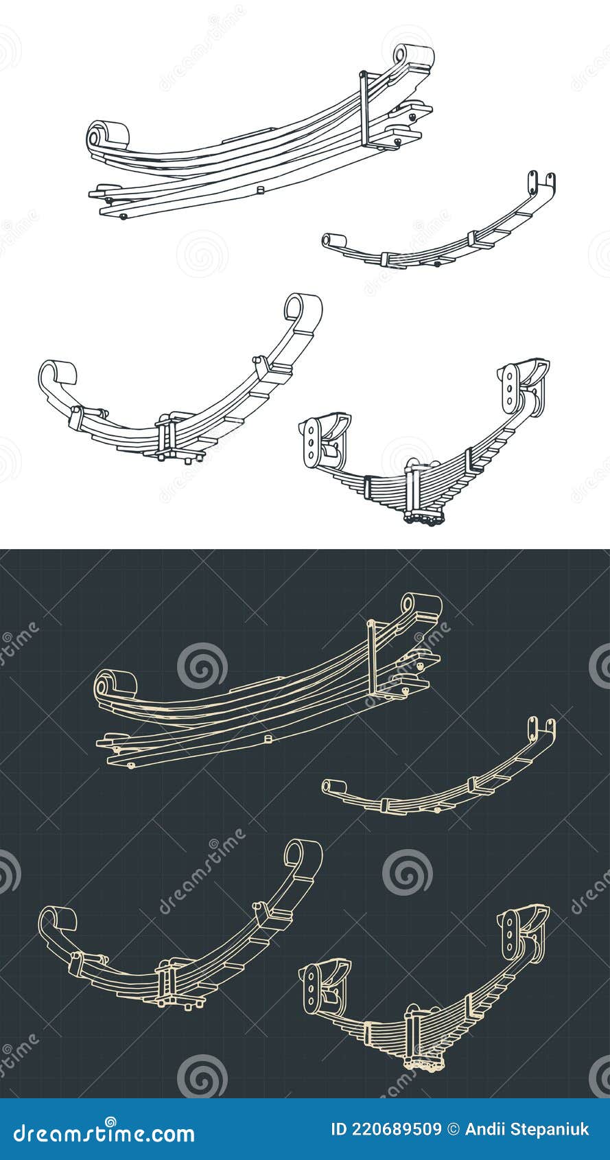 Leaf Springs Isometric Blueprints Stock Vector - Illustration of ...
