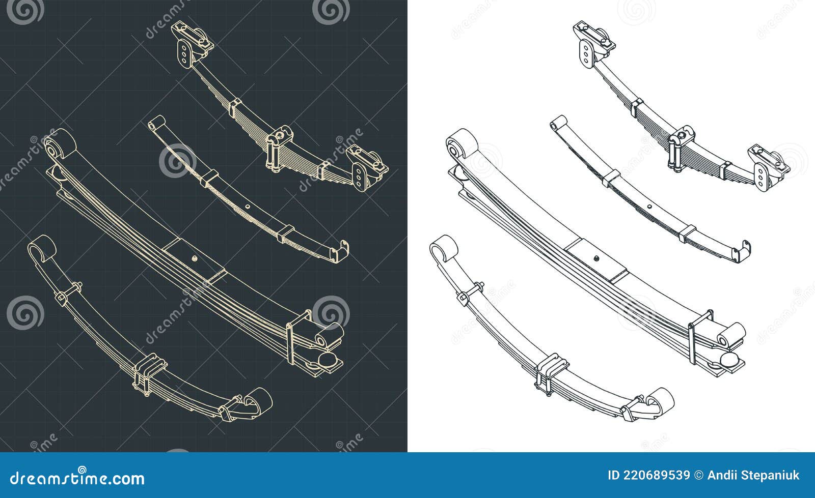 Leaf Springs Isometric Drawings Stock Vector - Illustration of service ...