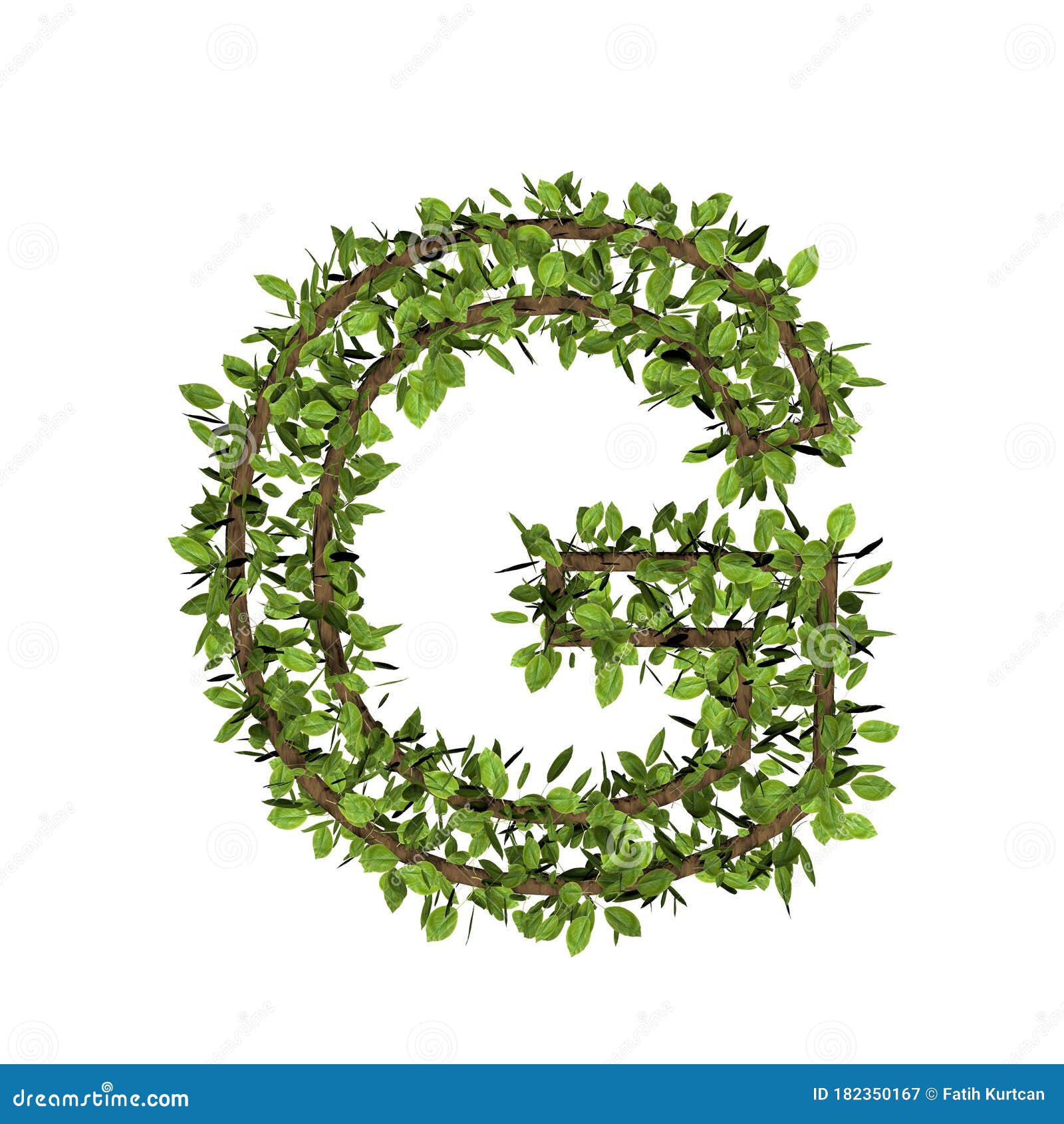 Leaf Style Letter G. 3D Render of Grass Font Stock Illustration ...