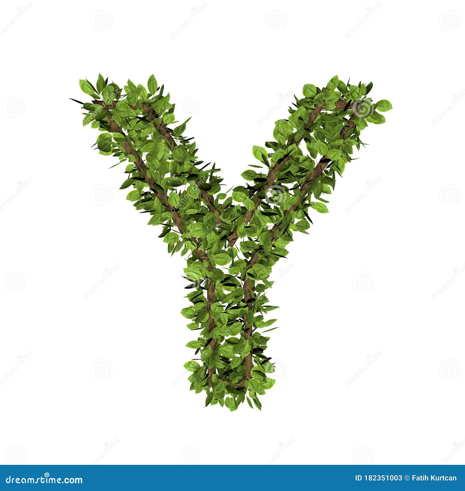Leaf Style Letter Y. 3D Render of Grass Font Stock Illustration ...