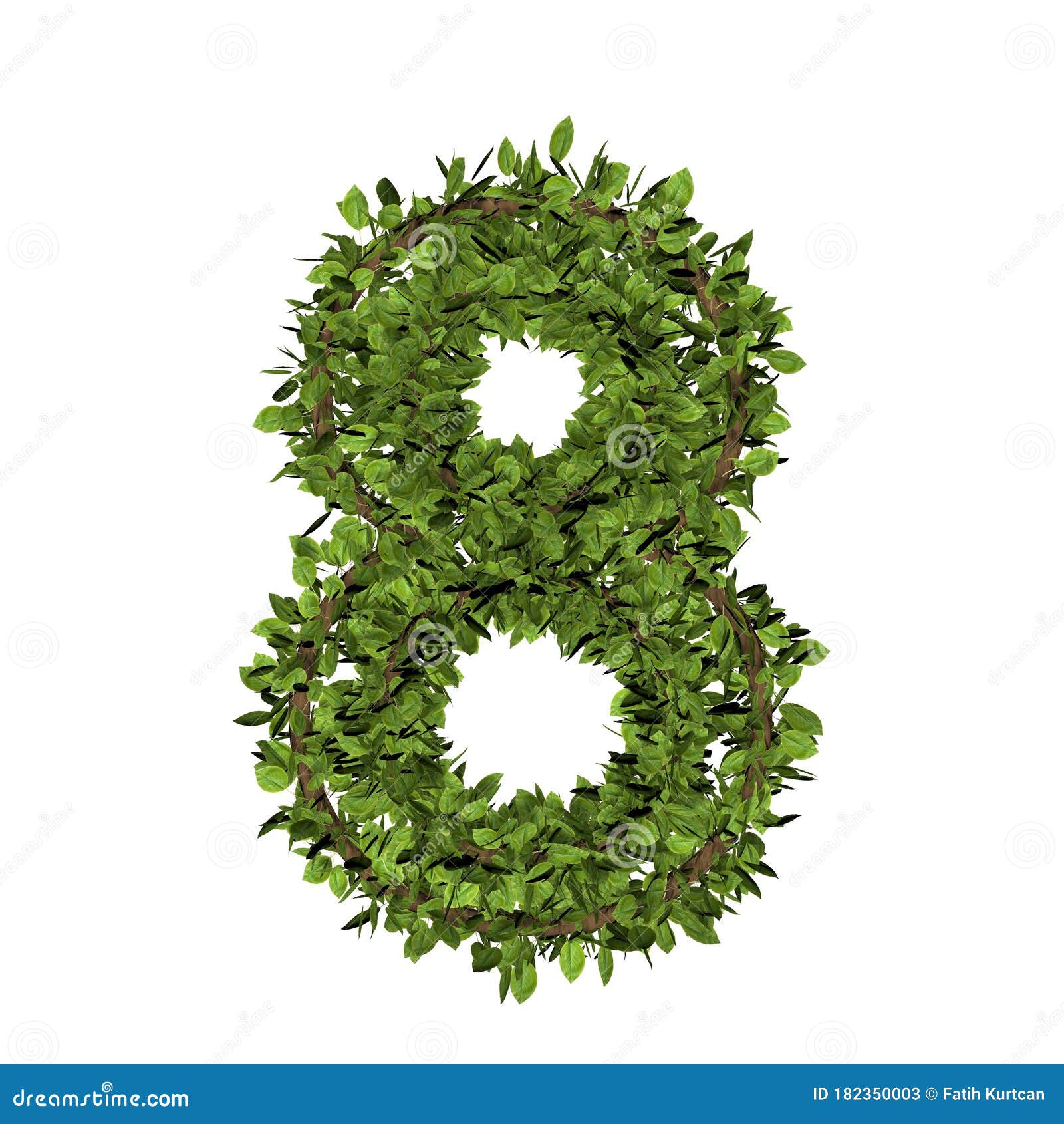 Leaf Style Number Eight, 8. 3D Render of Grass Font Stock Illustration ...