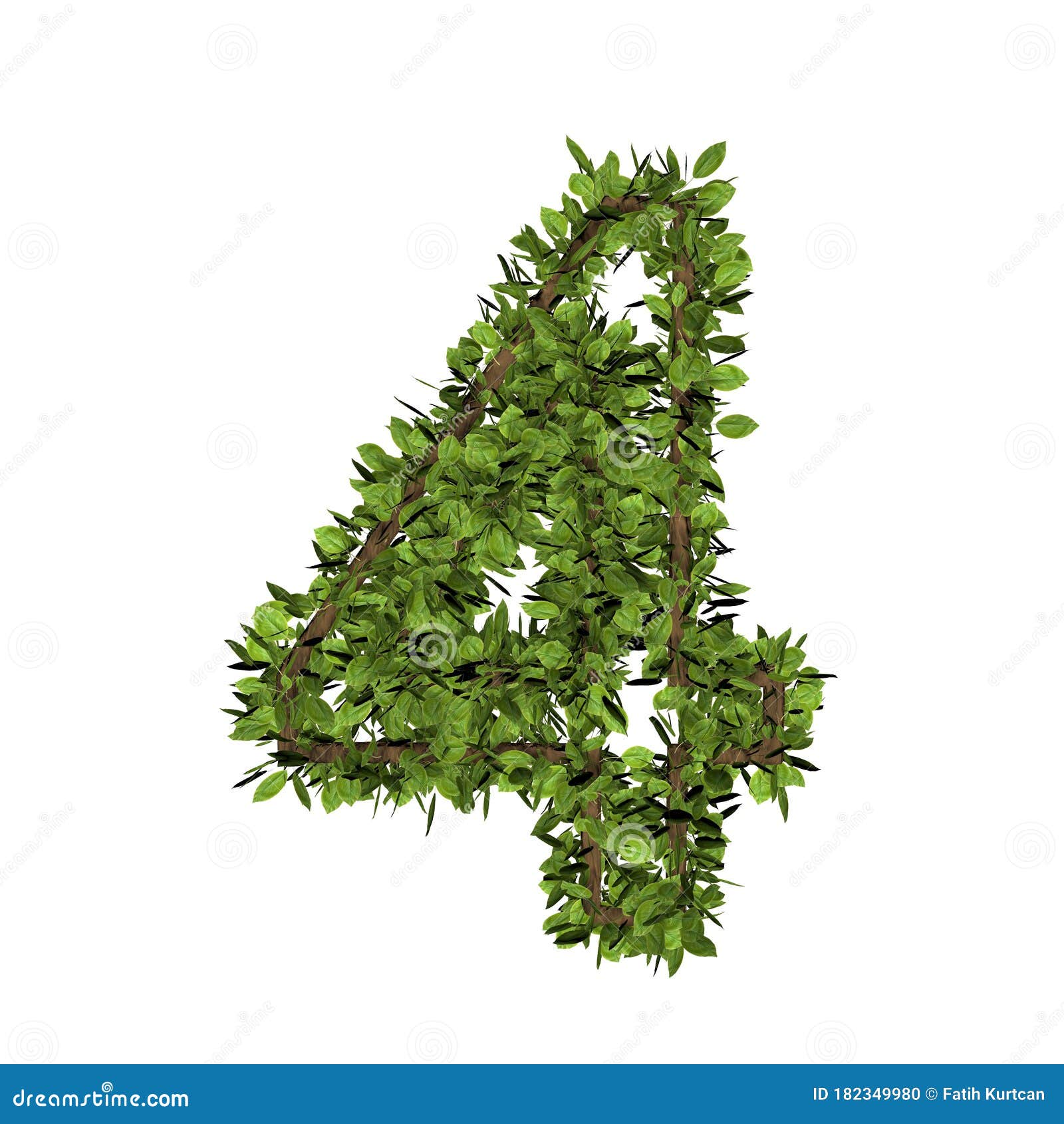 Leaf Style Number Four, 4. 3D Render of Grass Font Stock Illustration ...