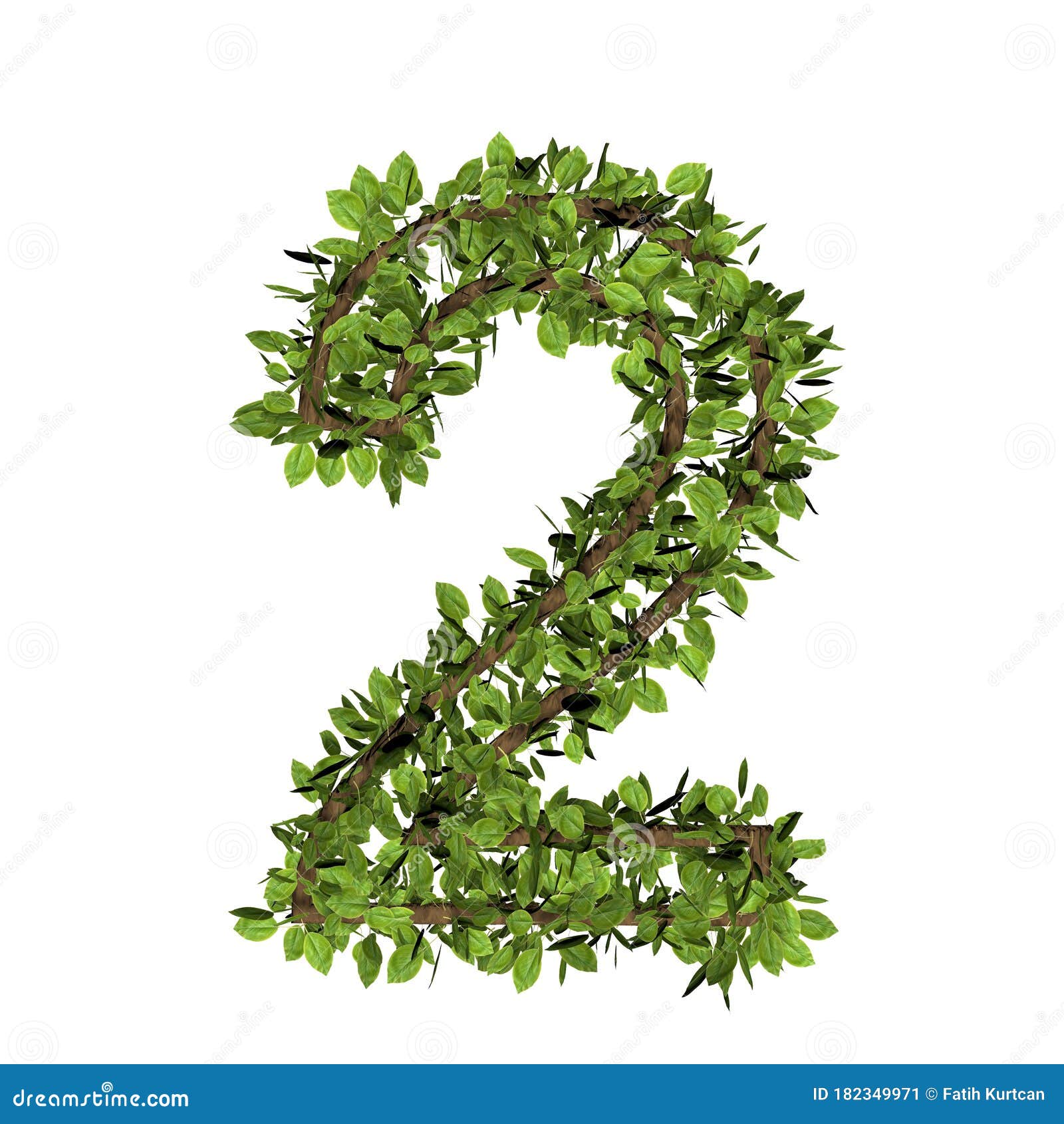 Leaf Style Number Two, 2. 3D Render of Grass Font Stock Illustration ...