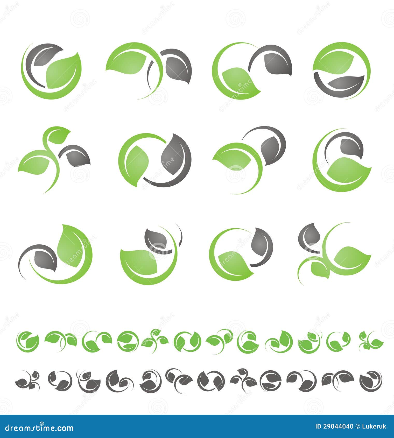 Leaf Symbols, Icons and Signs Collection Stock Vector - Illustration of ...