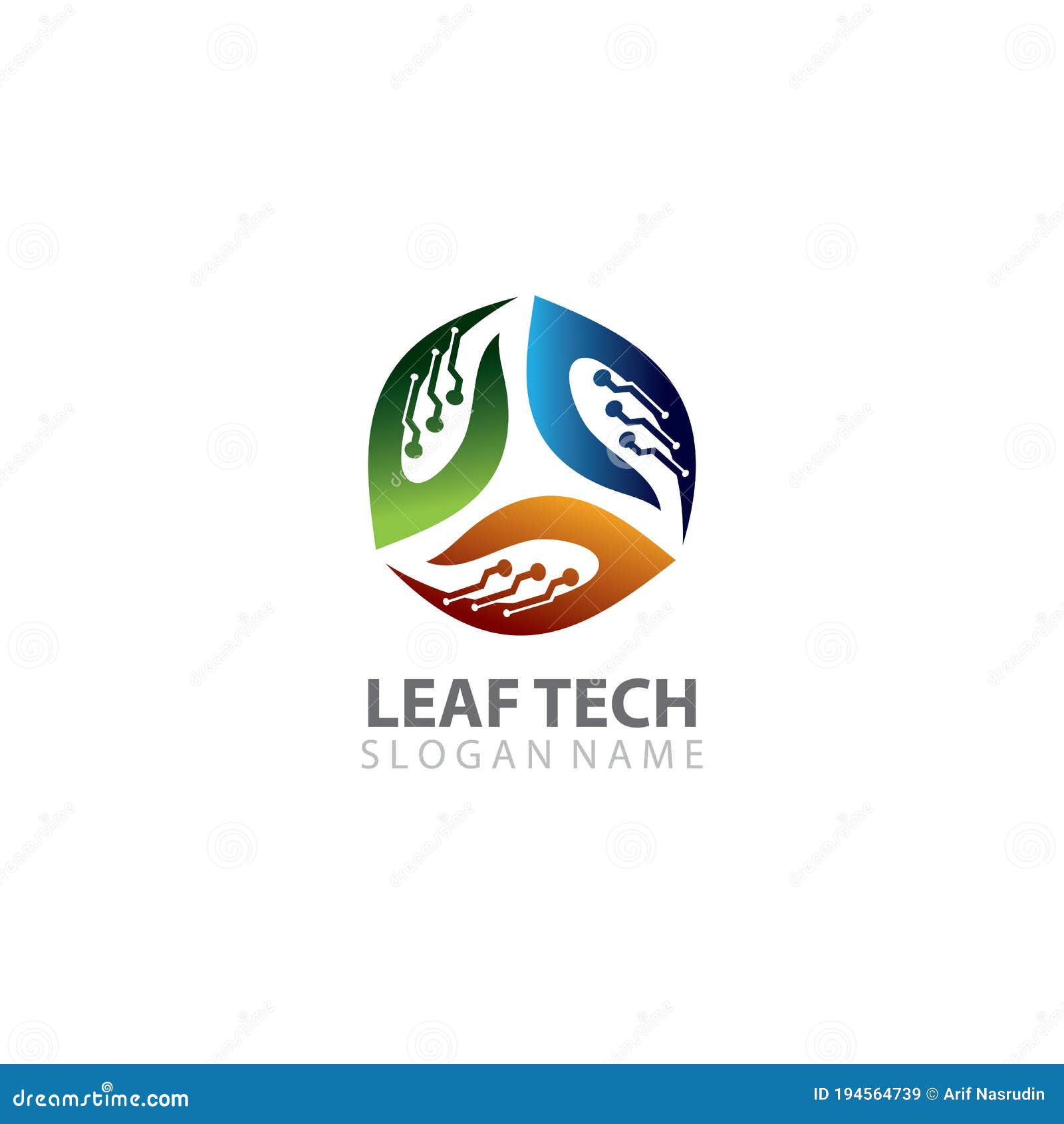 Leaf with Technology Logo Designs Concept Vector Template Design Stock ...